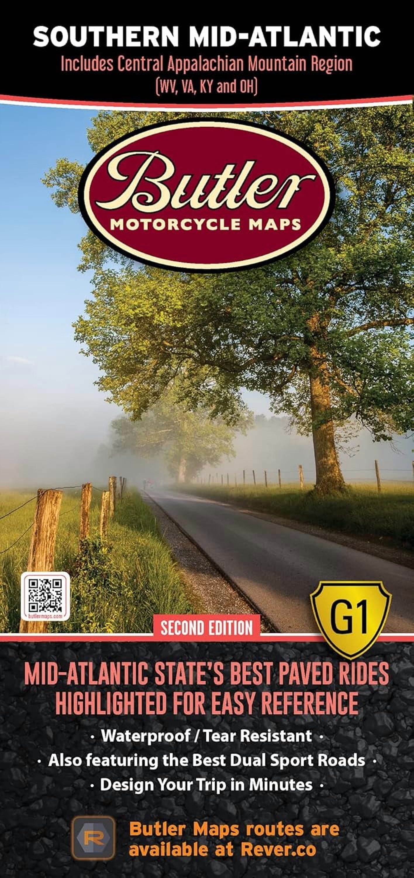 Butler Maps Southern Mid-Atlantic States G1 Motorcycle Map - Walmart.com