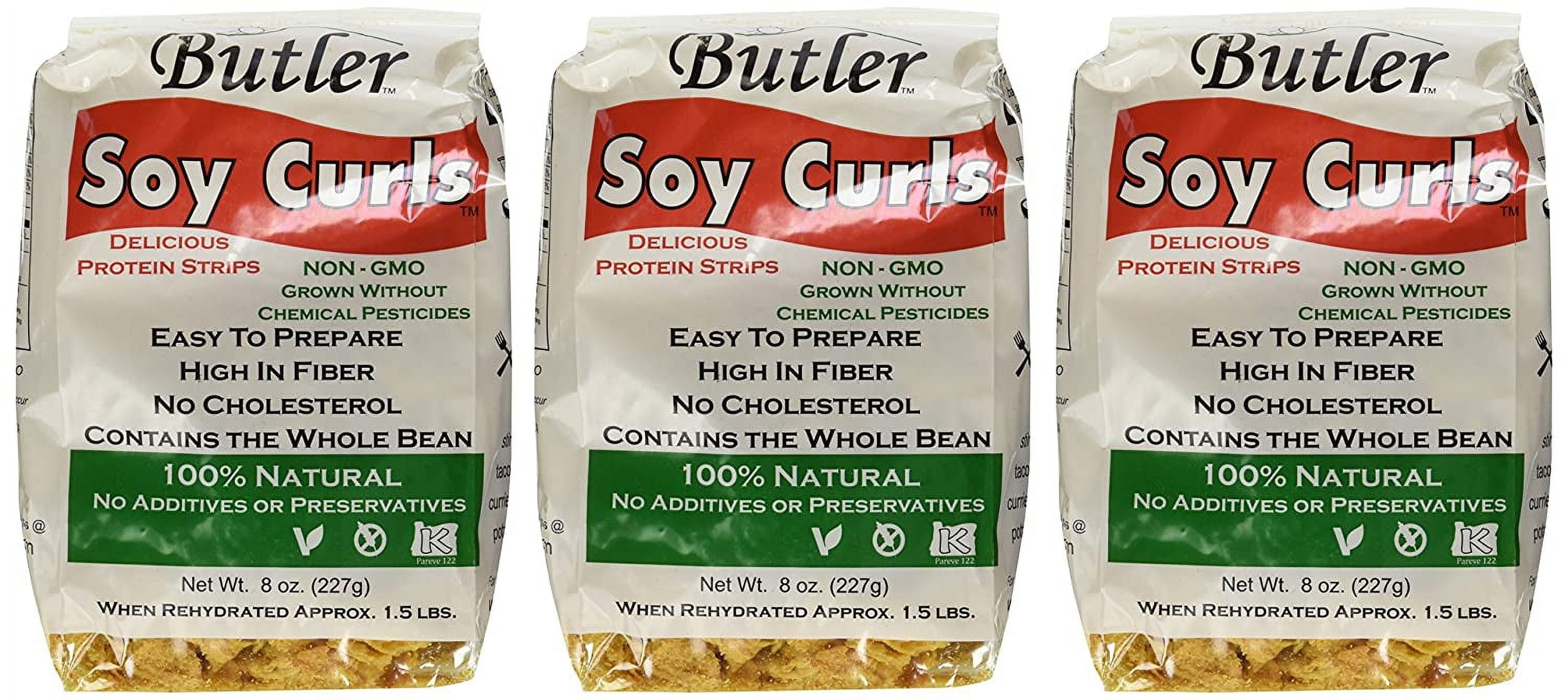 Butler Foods, Soy Curls, 8 oz Bags, 3pk Vegan Plant-Based Protein ...