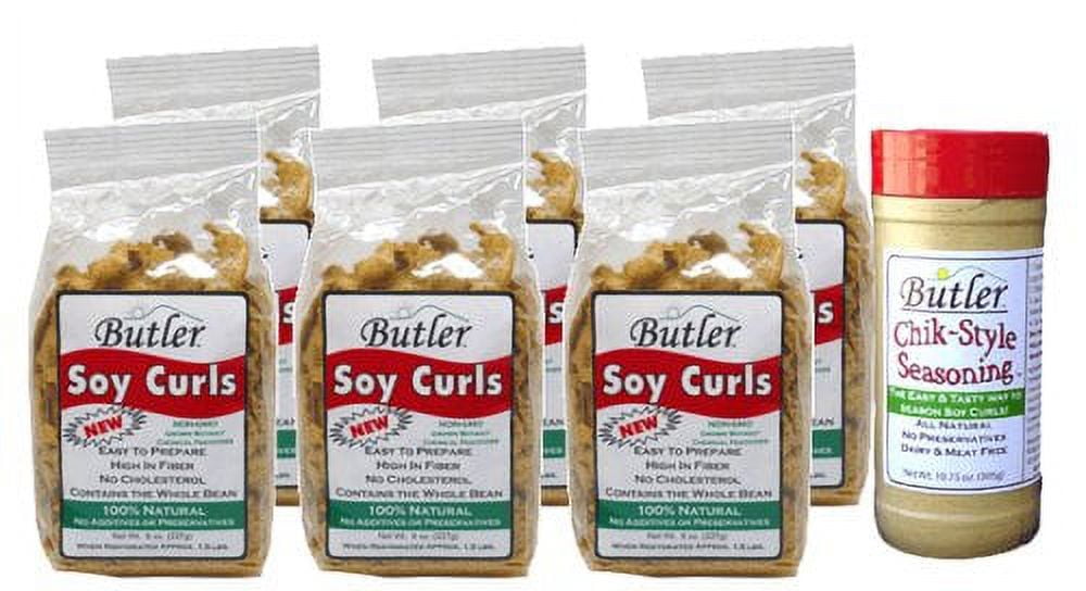 Butler Vegan Soy Curls, 6 Pack of 8 oz Bags with Chik-Style Seasoning ...