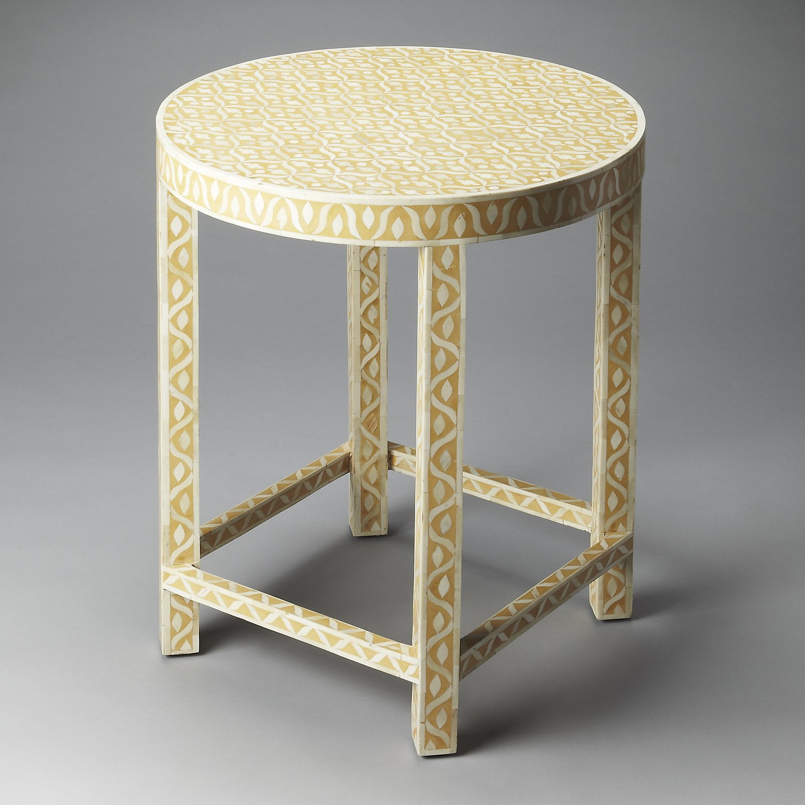 Butler Specialty Bone Inlay Round End Table in Yellow Bone Inlay ...