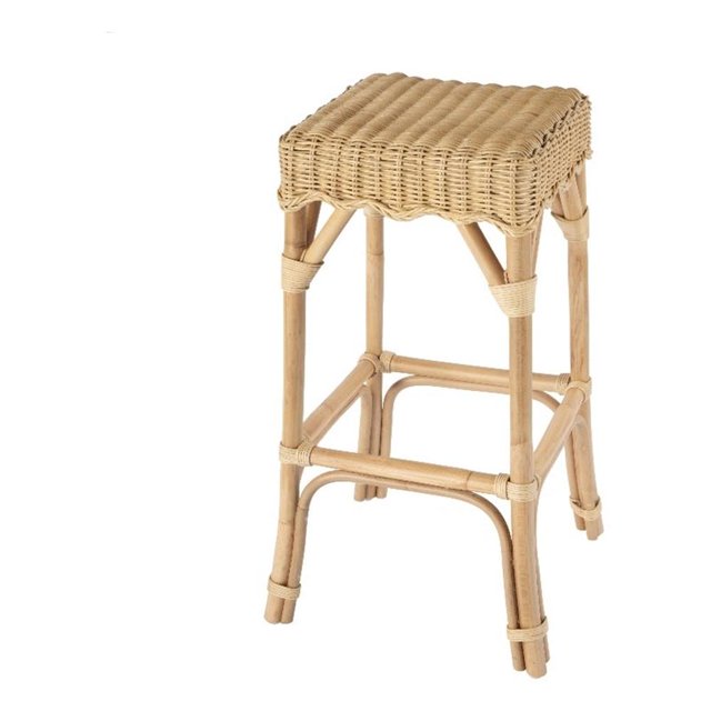 Butler Specialty Company Flora Scalloped Rattan Bar Stool - Natural ...