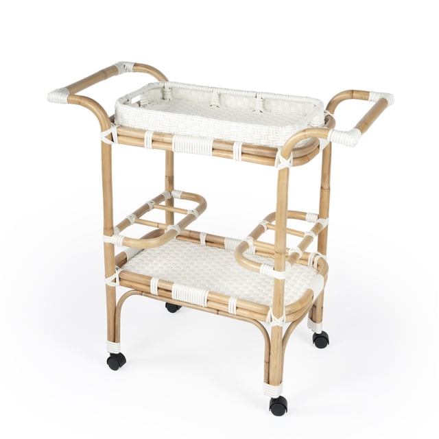 Butler Specialty Company Selena White Rattan Bar Cart - Walmart.com