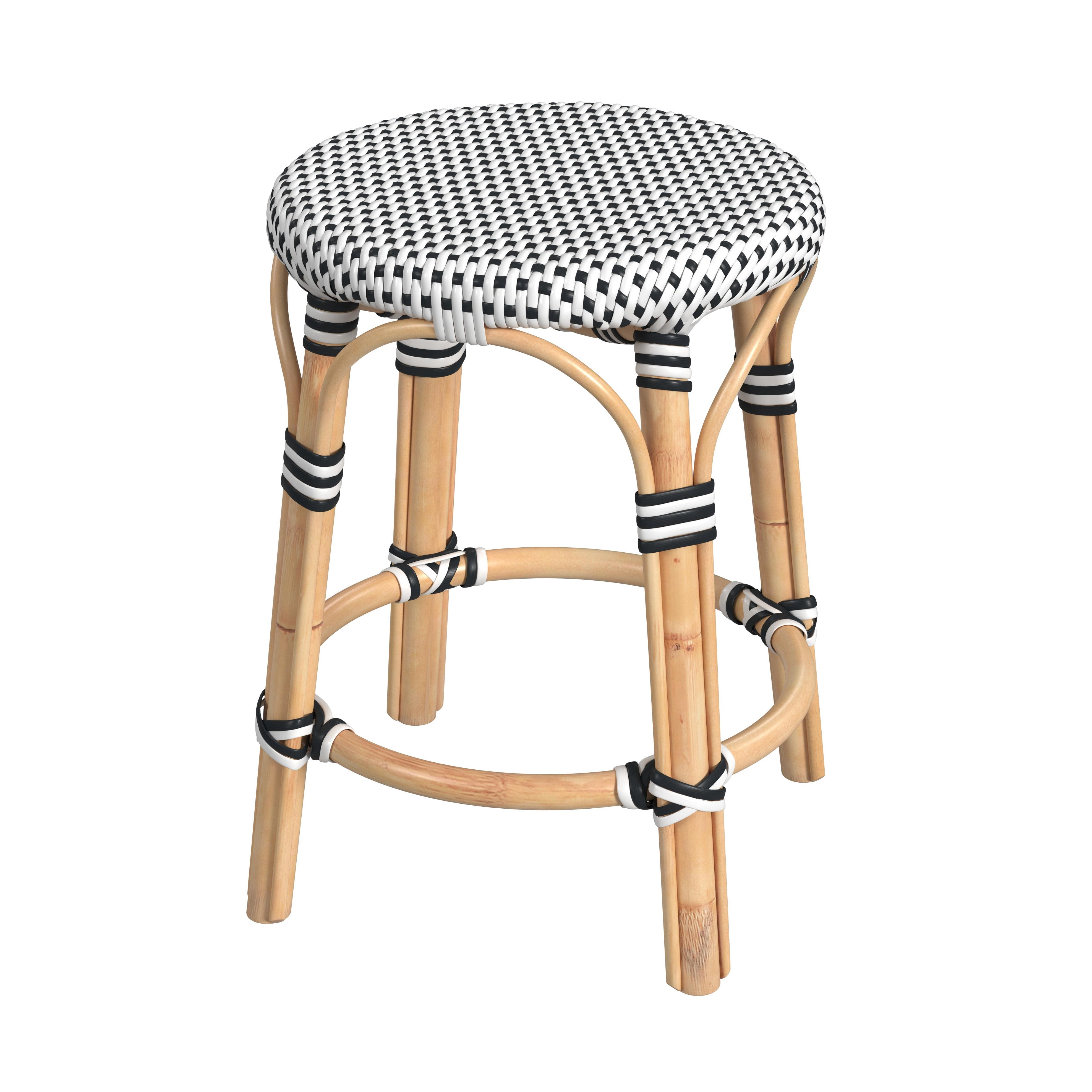 Butler Specialty Company Tobias Rattan Round 18" Dining Stool - White ...
