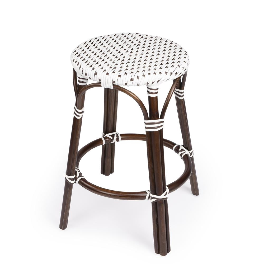 Butler Tobias Brown & White Rattan Counter Stool - Walmart.com