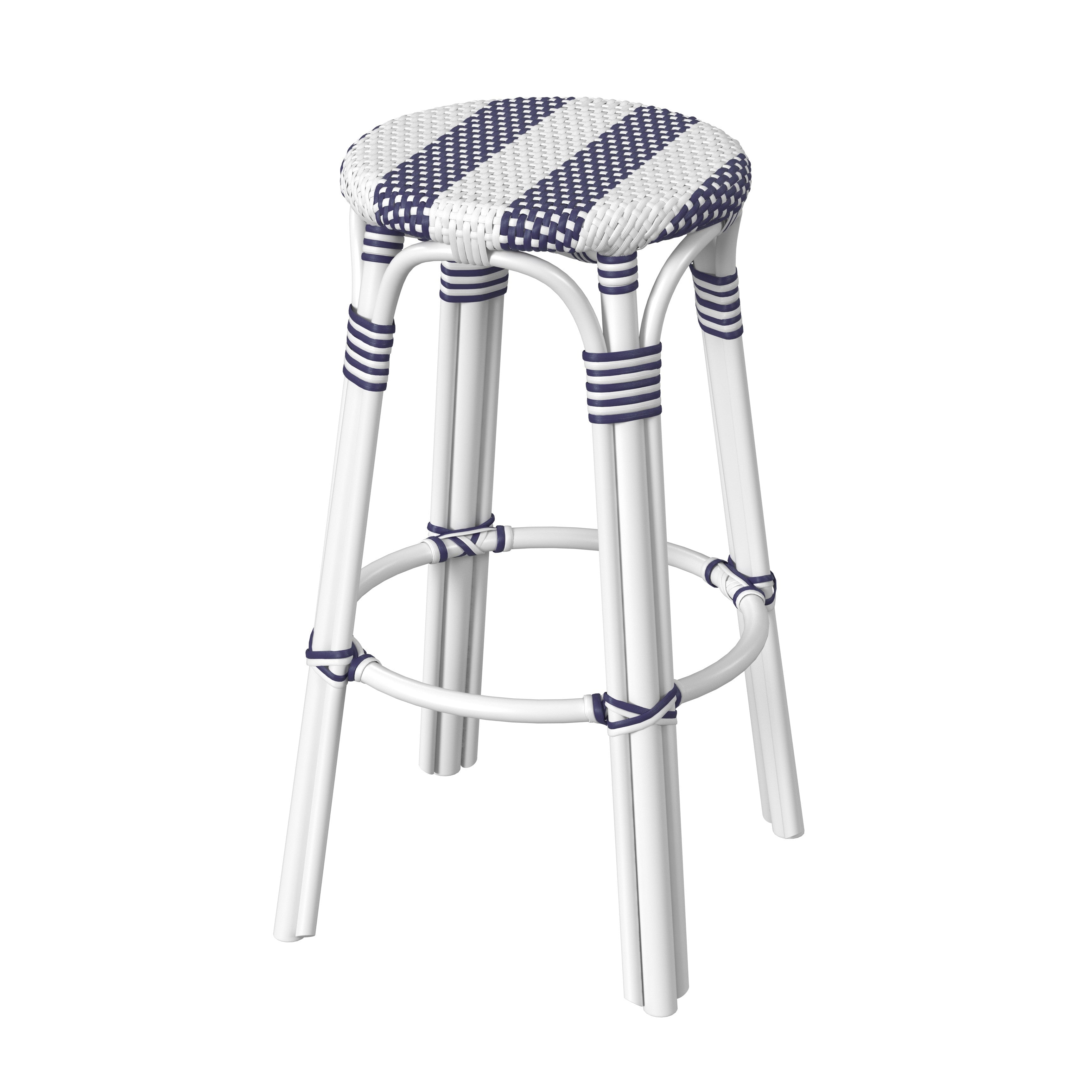 Butler Specialty Company Tobias Round Rattan 30" Bar Stool - White ...