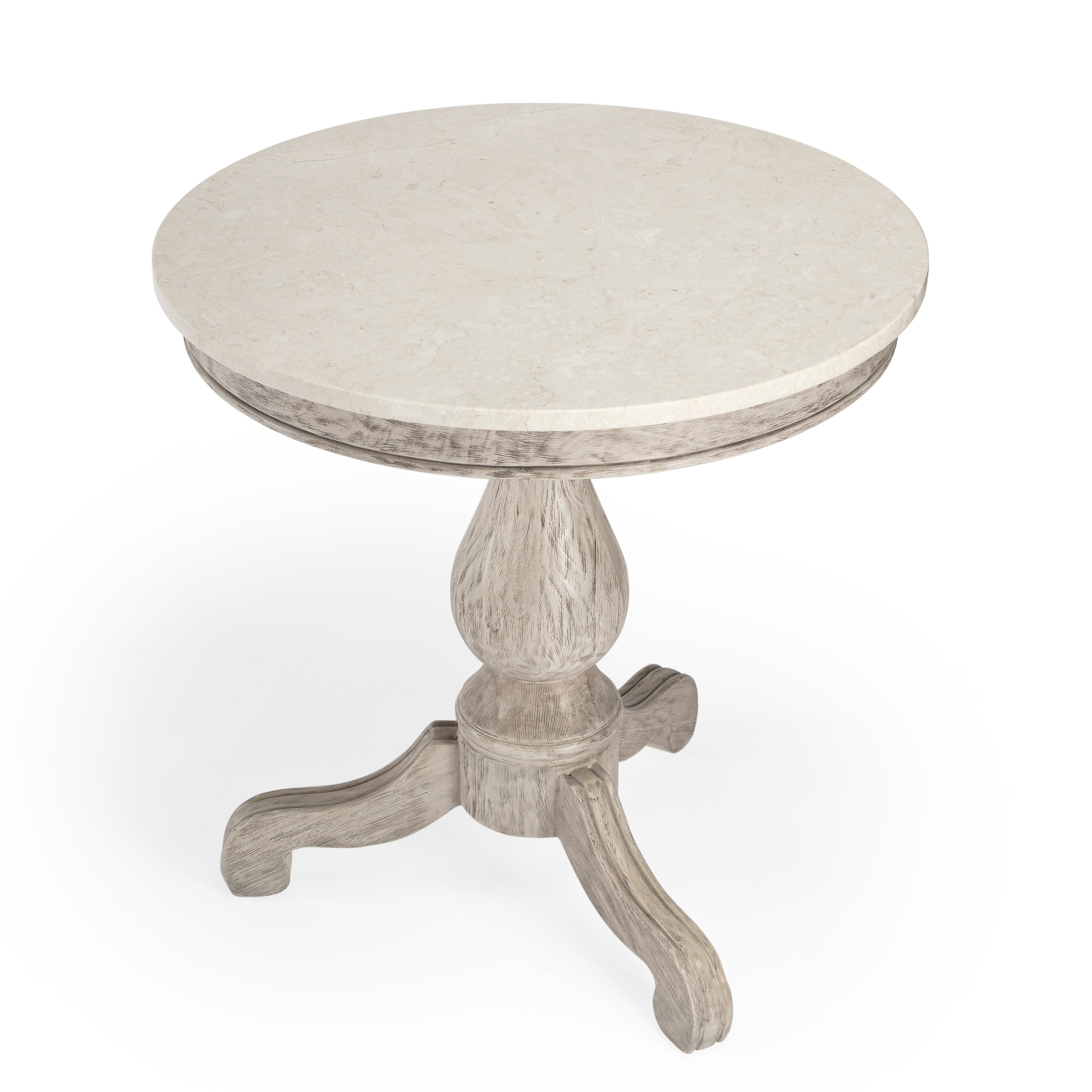 Butler Specialty Round End Top Danielle Marble Accent Table in Gray ...