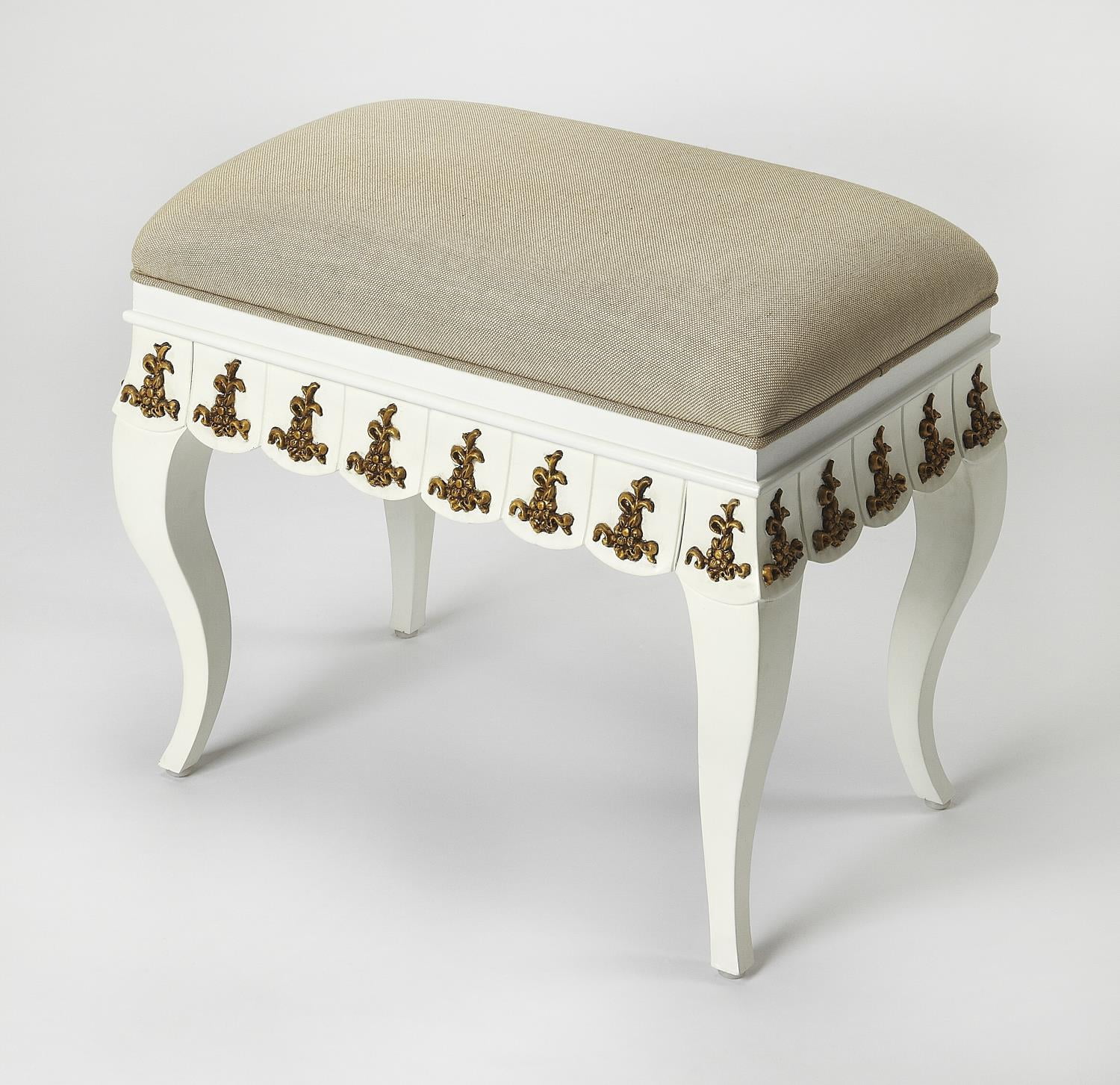 Butler Traditional Linor Rectangular Accent Stool With White Finish ...