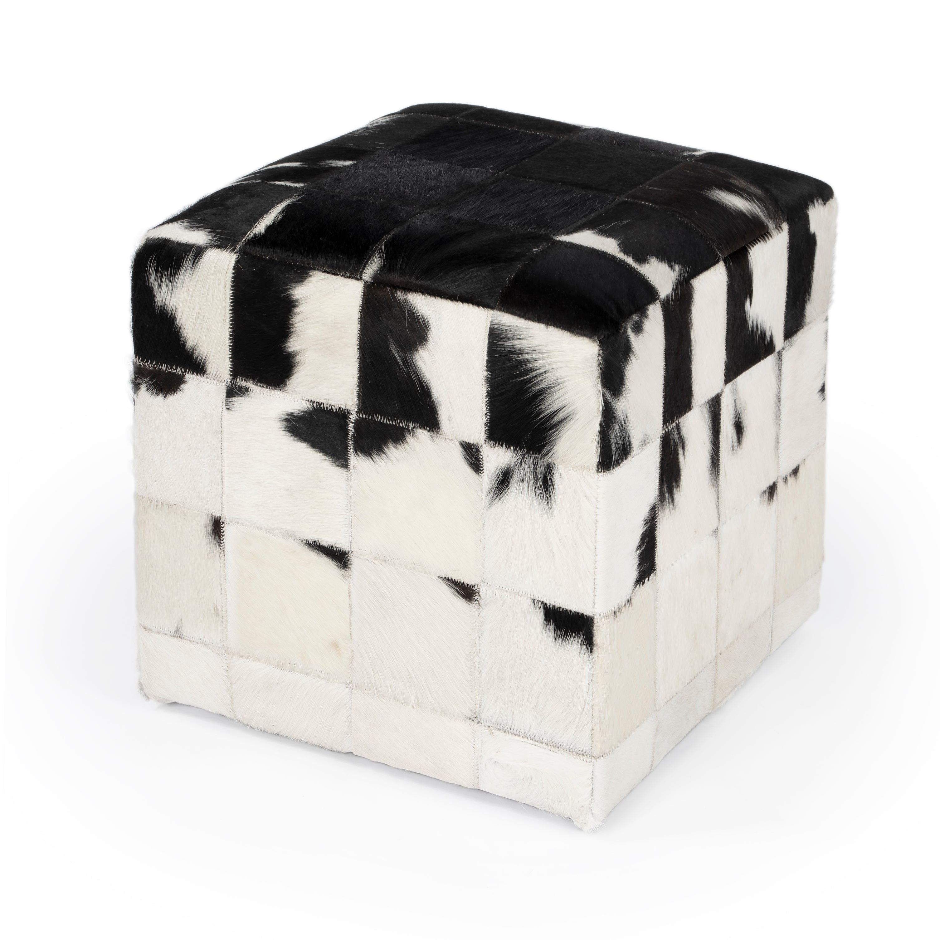 Victorian Hair On Hide Black And White Ottoman - Walmart.com