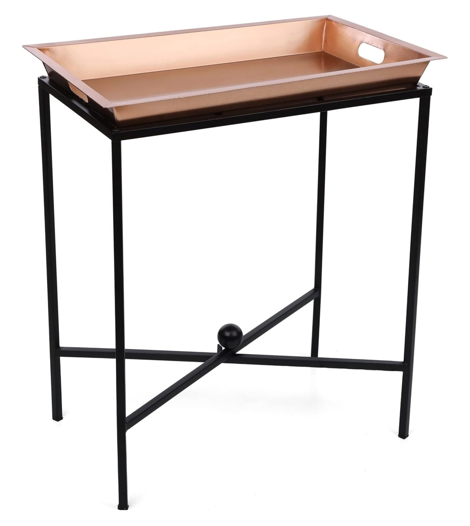 Butler Tray Table with Removable Top - Large Rectangle Metal Stand for Dessert, Appetizer, Food ...