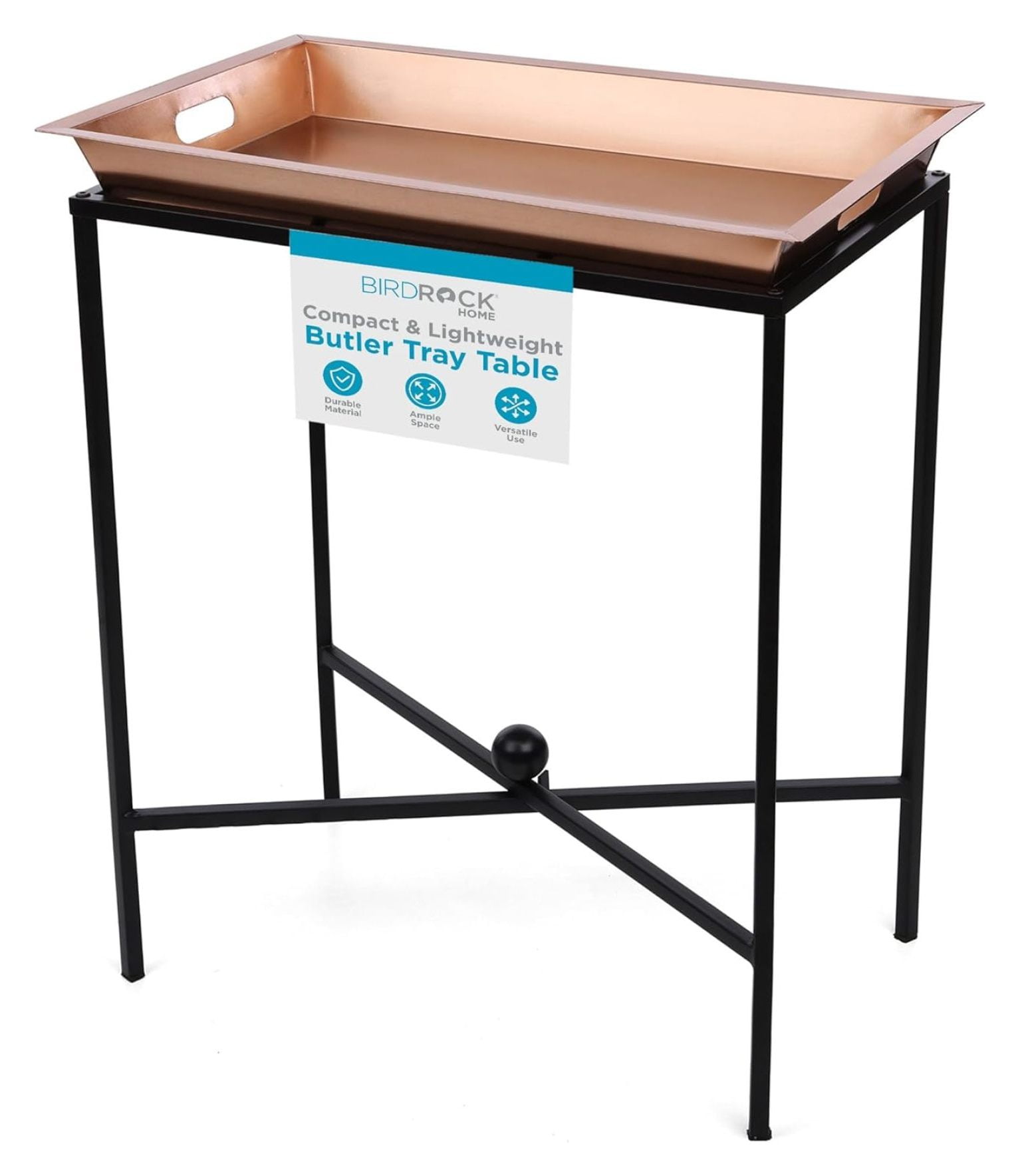 Butler Tray Table with Removable Top - Large Rectangle Metal Stand for ...