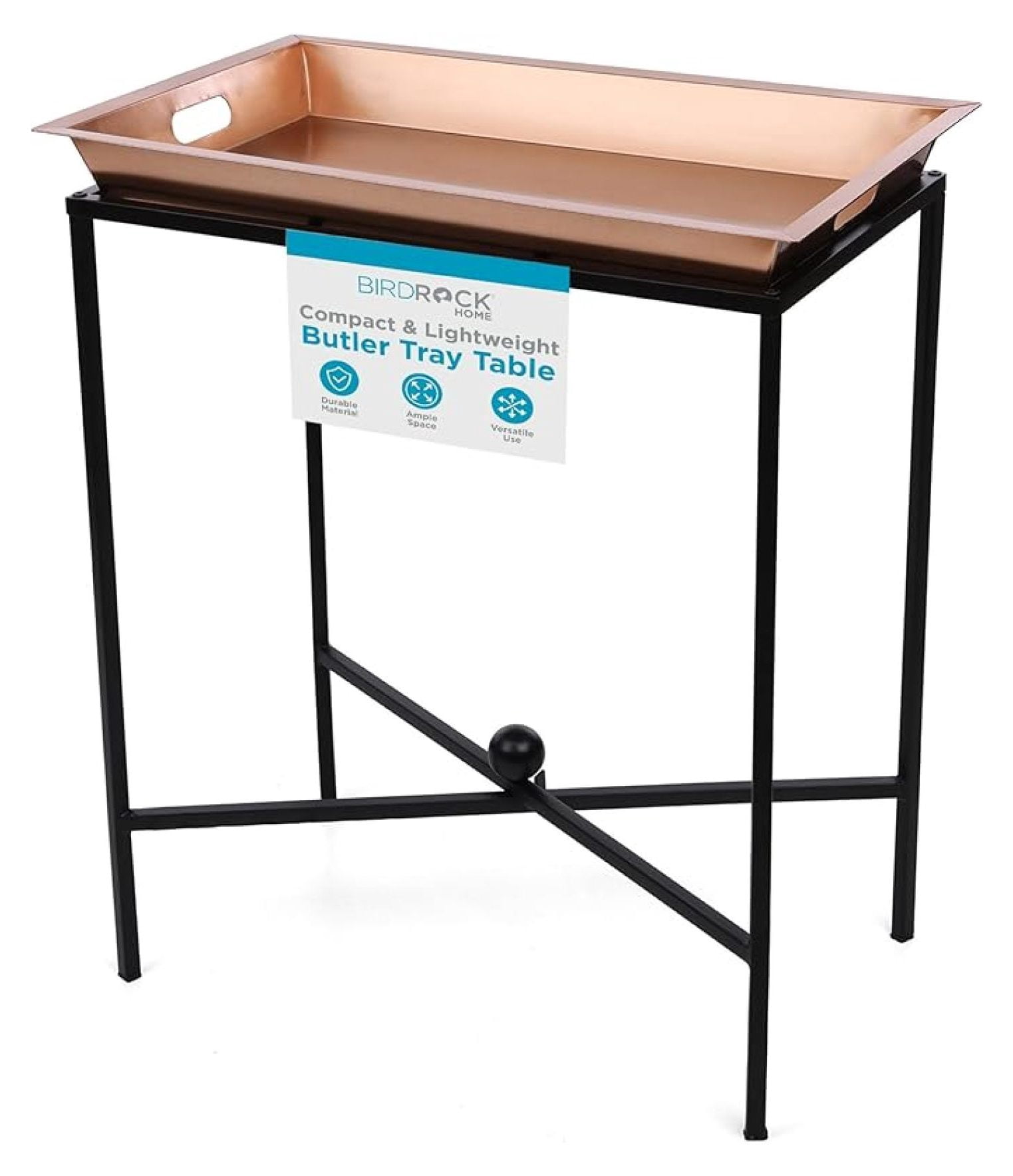 Butler Tray Table with Removable Top - Large Rectangle Metal Stand for ...