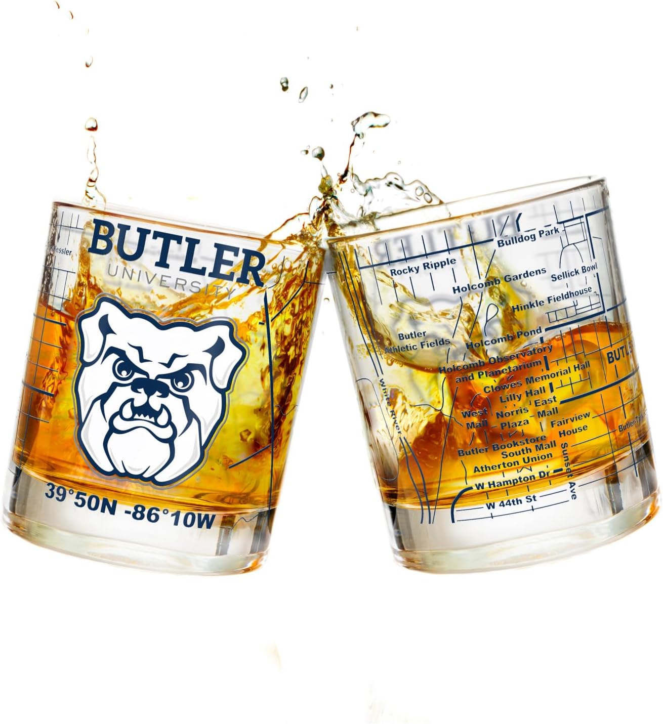Butler University Whiskey Glass Set 10oz (2 Low Ball Glasses ...