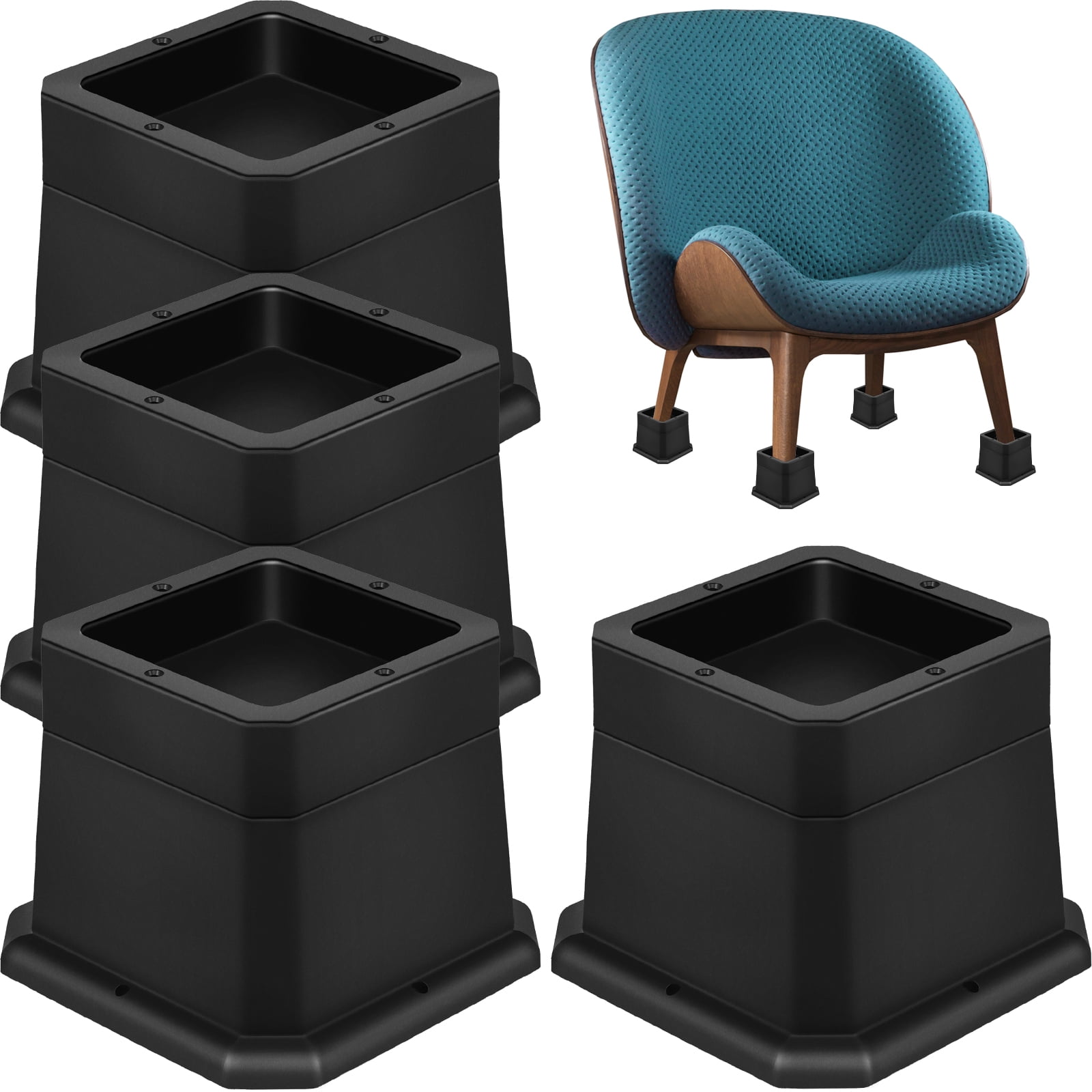 Butory Set of 4 Bed Risers Adjustable Furniture Risers Anti-Slip Bed ...