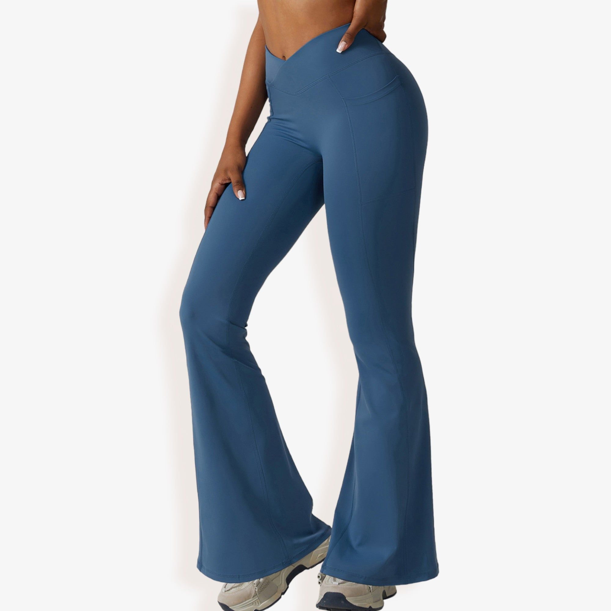 Butt-Lifting Yoga Bell-Bottom Pants- X Large, Navy - Walmart.com