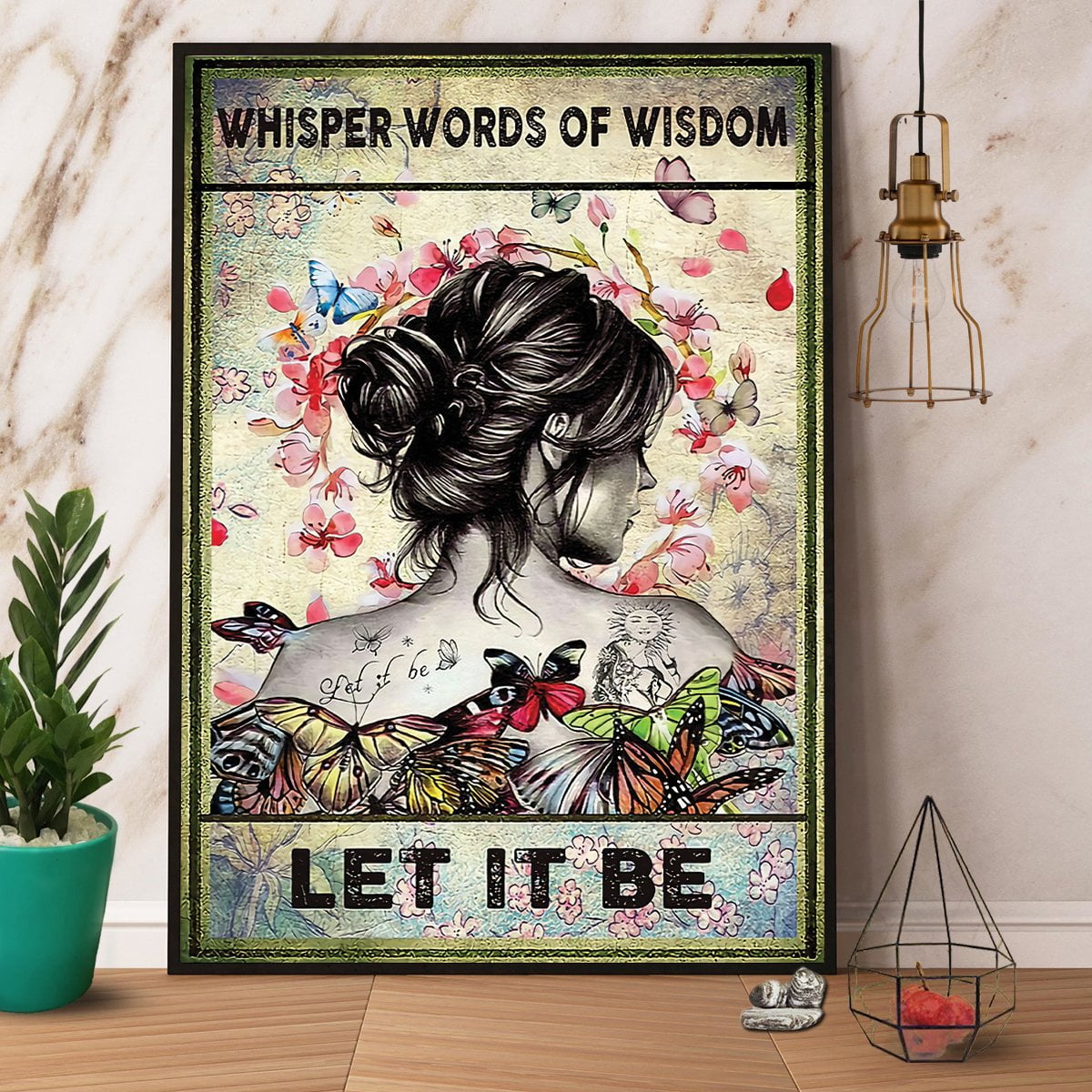 Buttefly Tattoo Girl Whispered Words Of Wisdom Let It Be Paper Poster No Frame Matte Wall Art ...