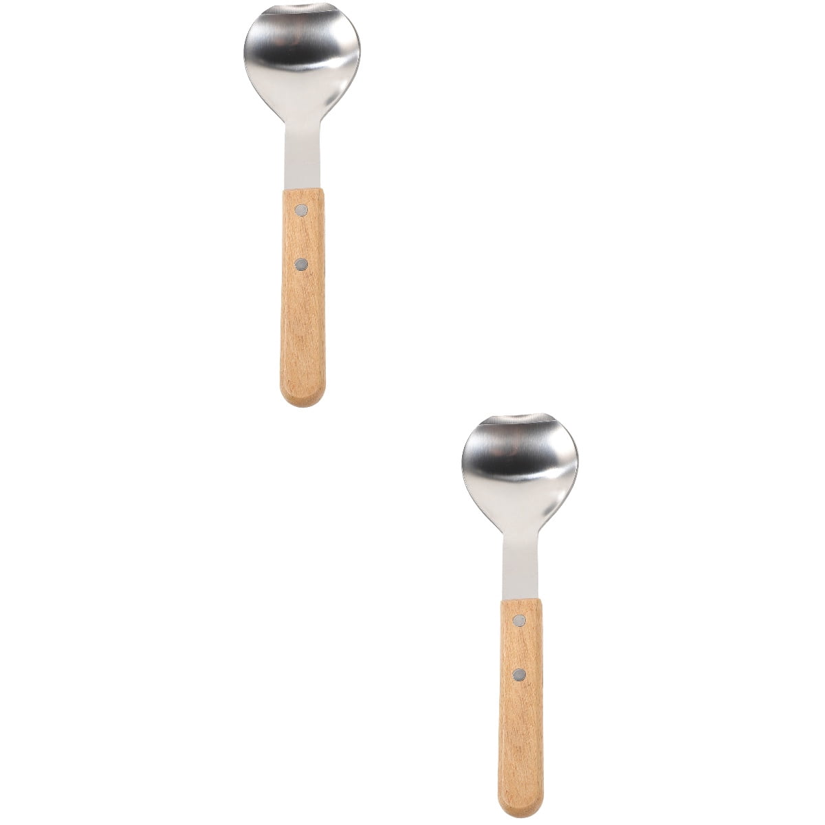 Butter 2 Pieces Ice Cream Scoops Metal Spoon Tool Wooden Stainless ...