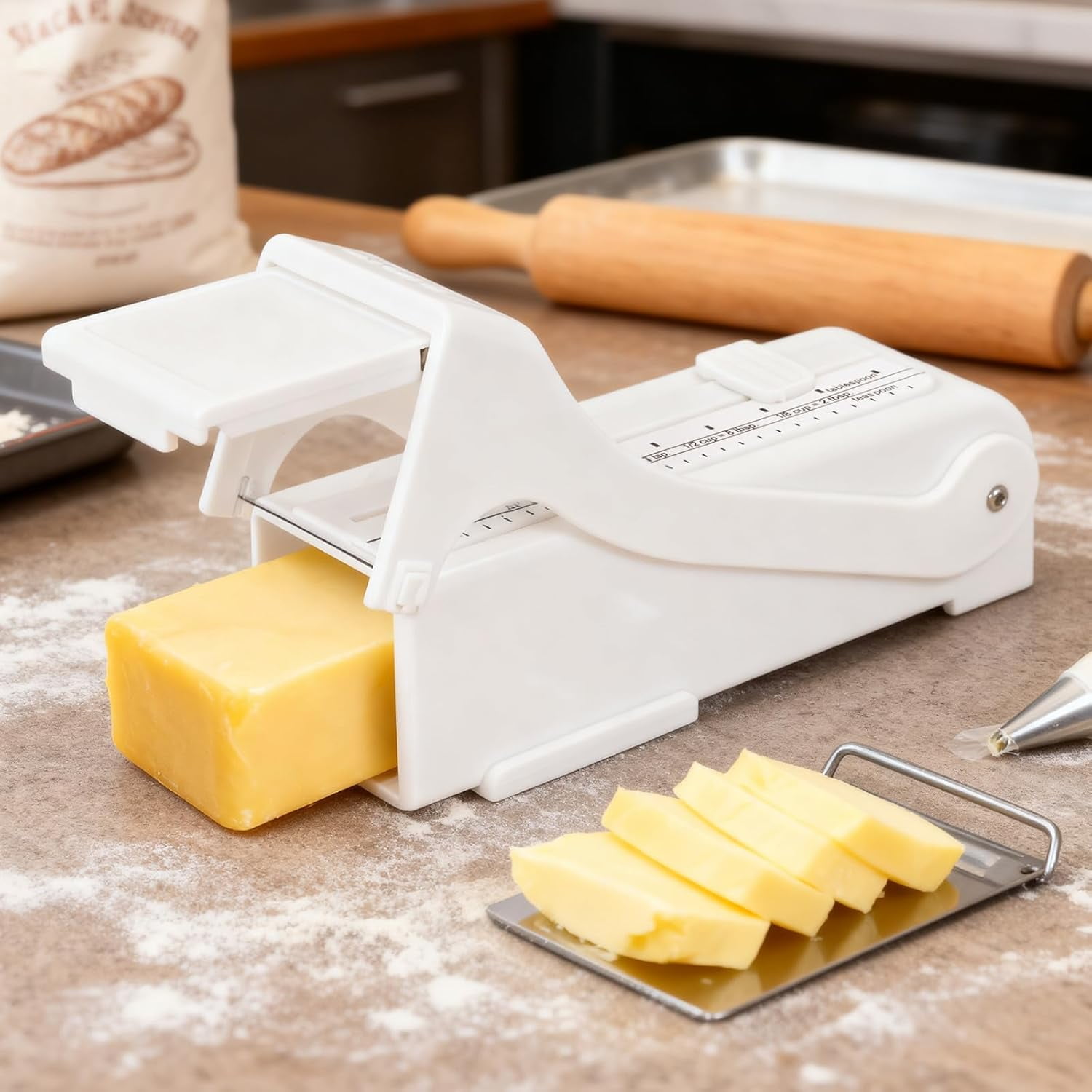 Butter & Cheese Cutter, Adjustable thickness Stainless Steel Wire ...