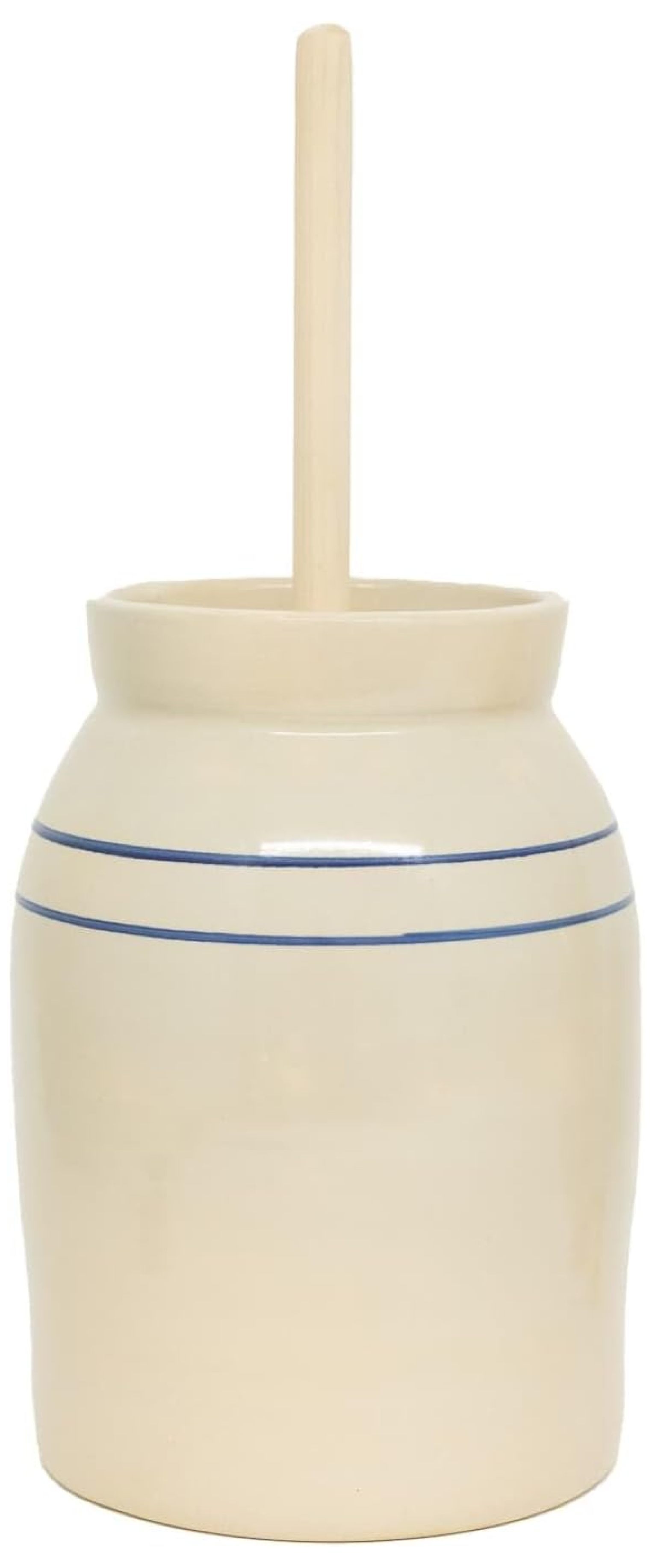 Butter Churn - Hand-Turned Stoneware Dasher- Churn, Natural Stone Color ...