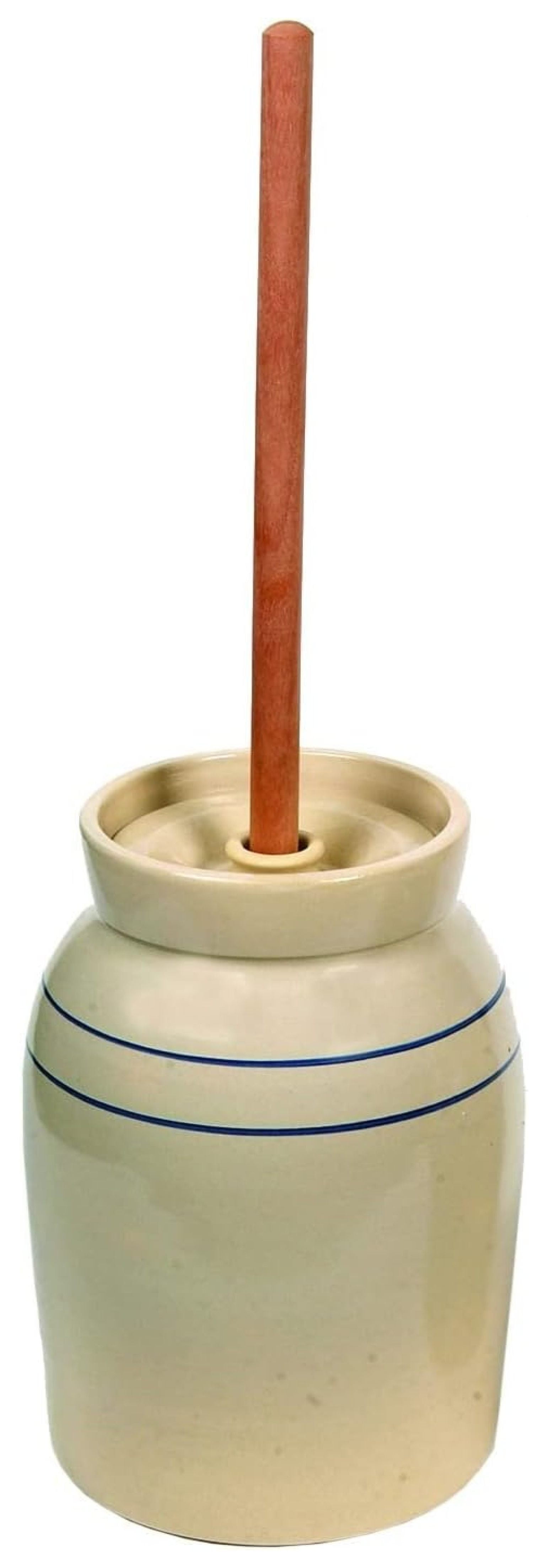 Butter Churn - Hand-Turned Stoneware Dasher- Churn, Natural Stone Color ...