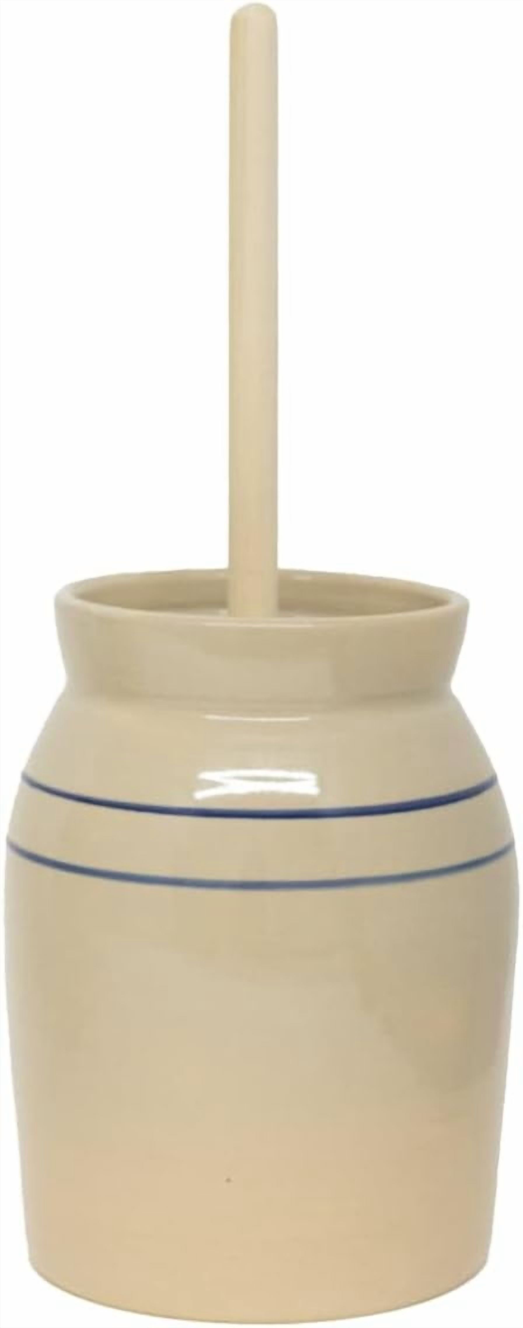 Butter Churn - Hand-Turned Stoneware Dasher-Style Churn, Natural Stone ...