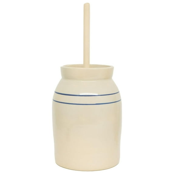 Butter Churn - Hand-Turned Stoneware Dasher-Style Churn, Natural Stone ...