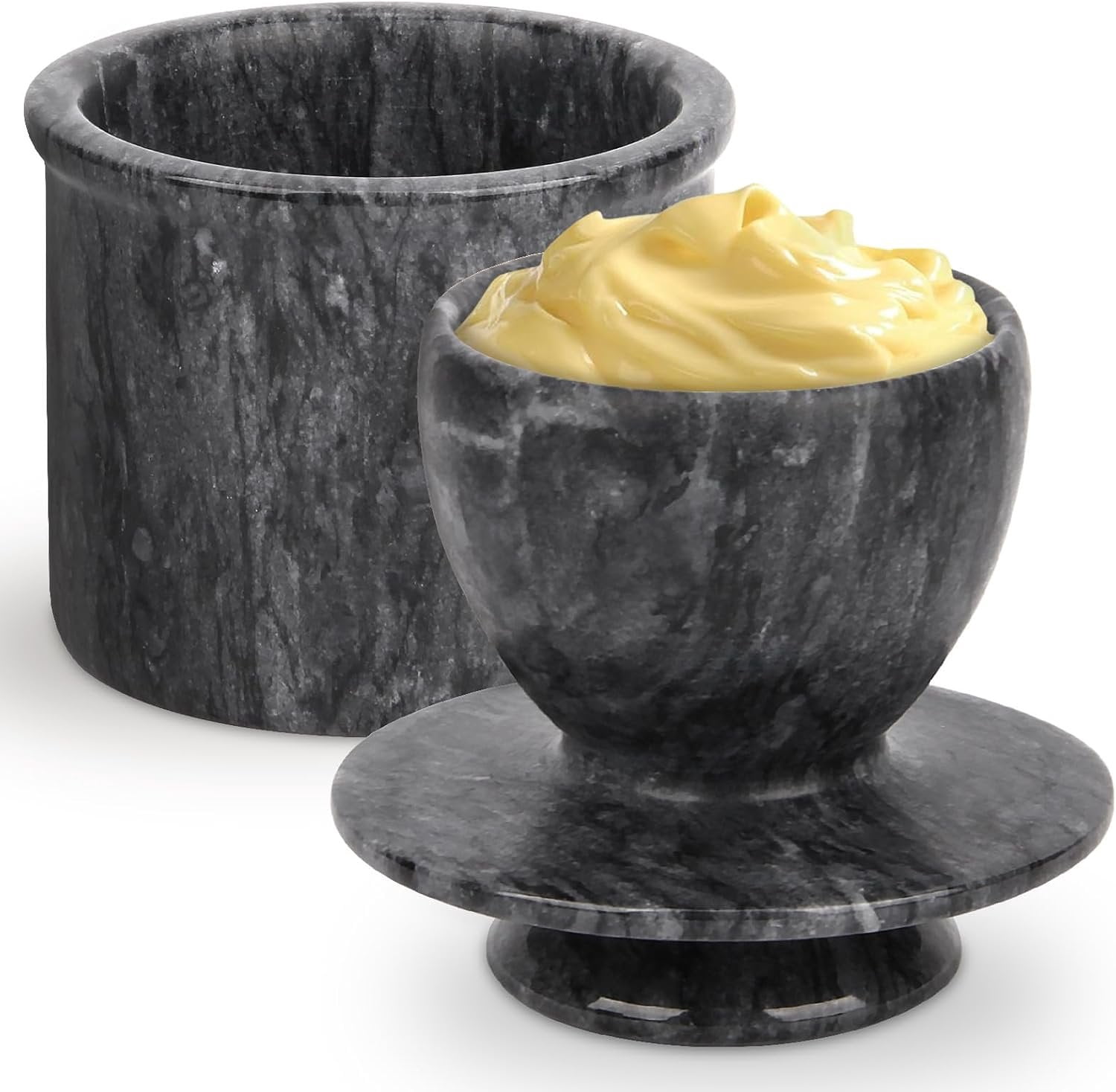 Butter Crock with Lid, Soft Spreadable Butter keeper, Marble Butter ...