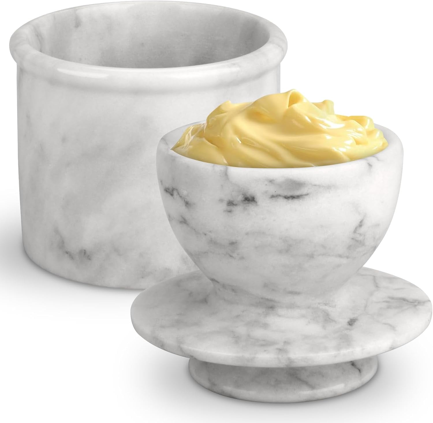 Butter Crock with Lid, Soft Spreadable Butter keeper, Marble French ...