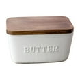 Butter Dish Acacia Wood Porcelain Embossed Kitchen Microwave Dishwasher ...