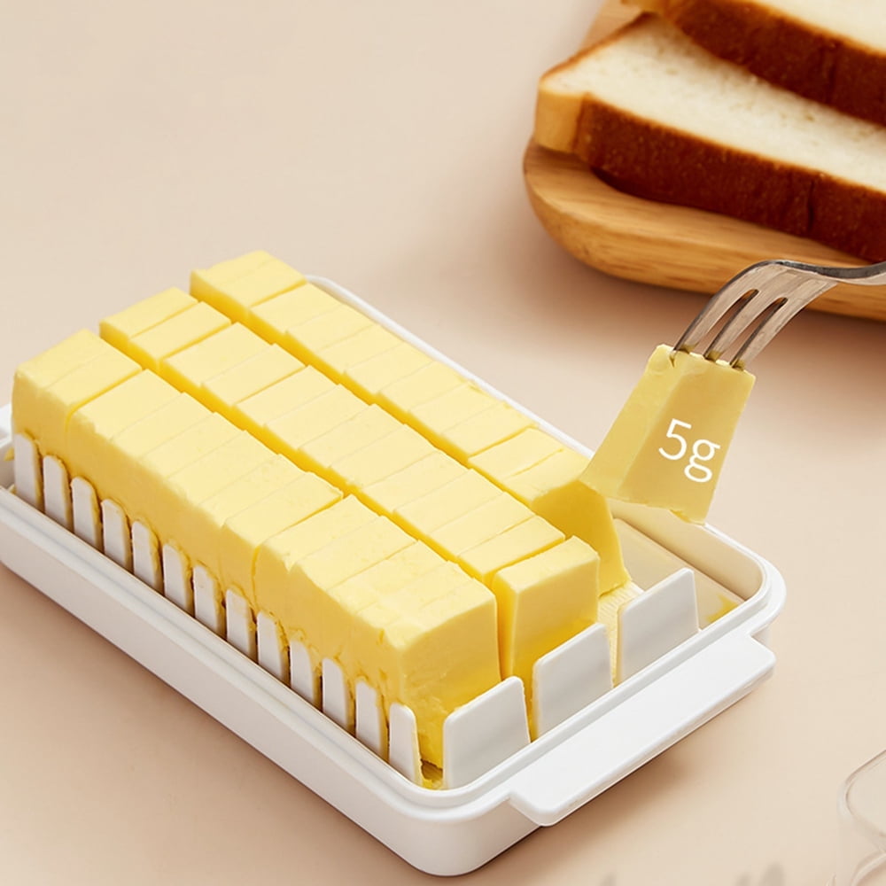 Plastic Butter Dish with Lid, Covered Butter Keeper for Easy Cutting ...