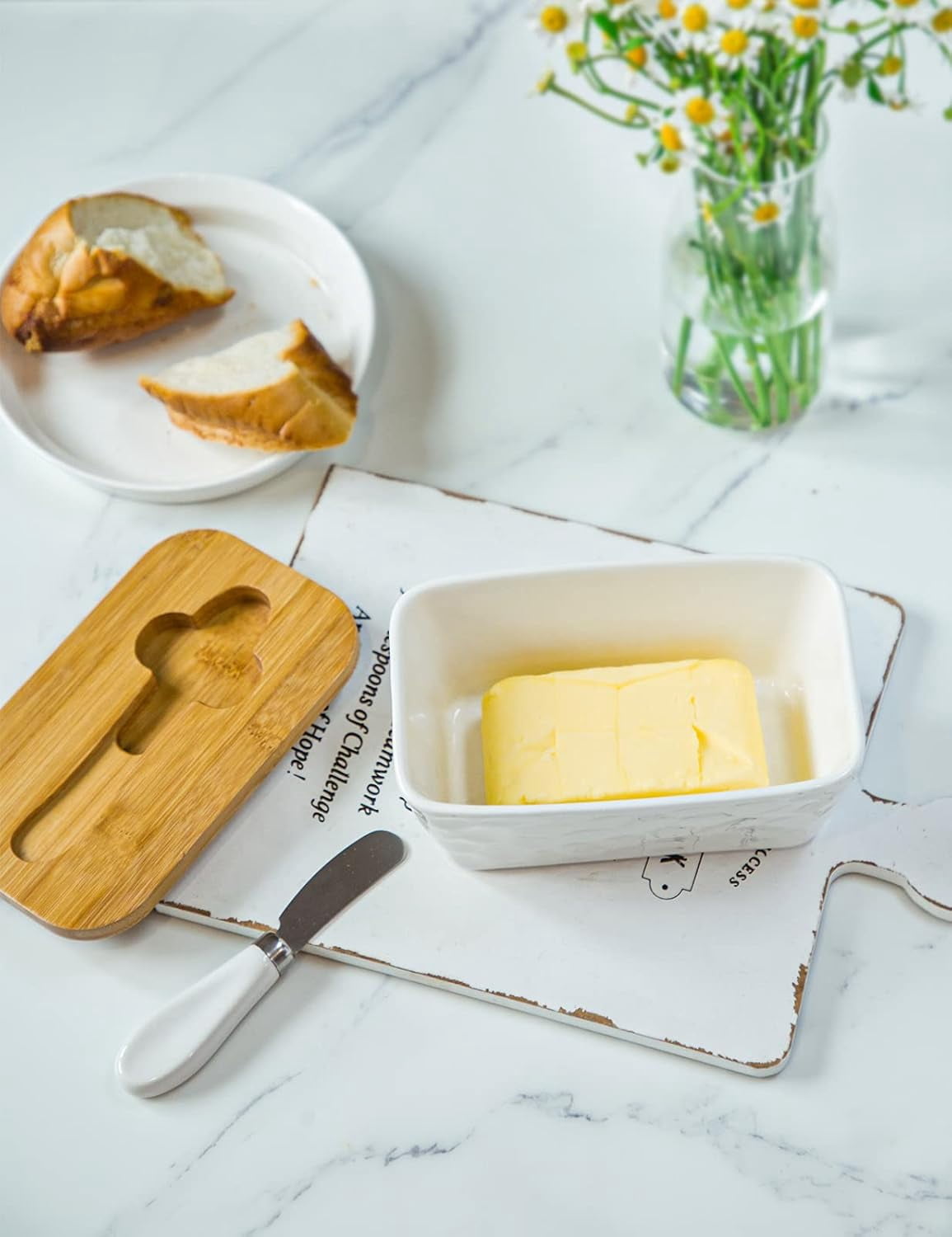 Butter Dish with Lid, Large Butter Dish for Countertop, Ceramic Butter ...
