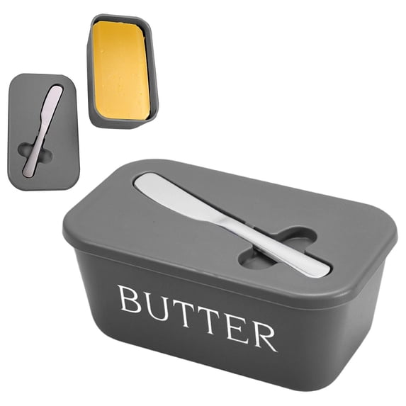Butter Dish with Lid & Stainless Steel Spreader, Airtight BPA-Free ...
