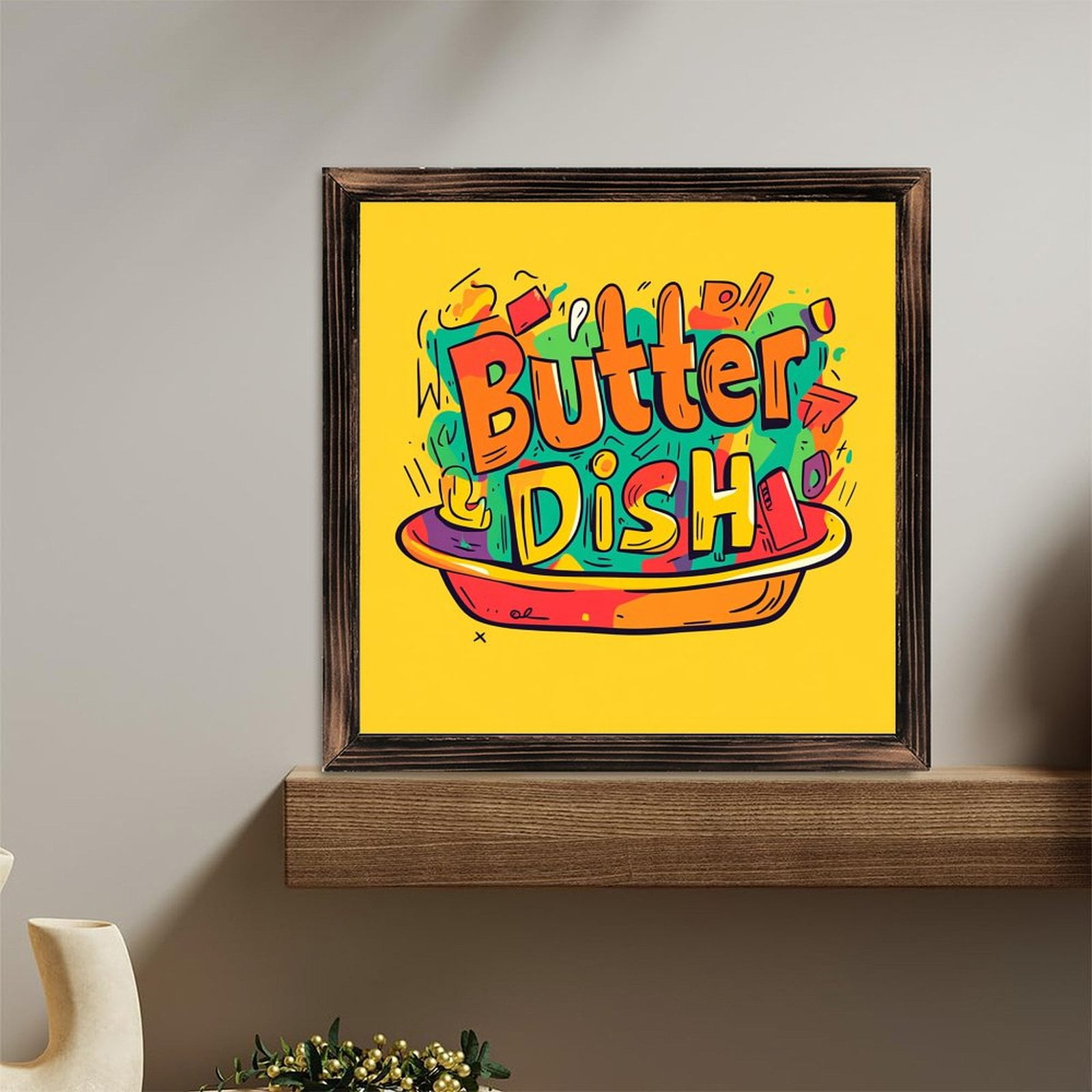 Butter Dish Plate Wooden Sign Wall Plaque - Vintage Art Decoration ...