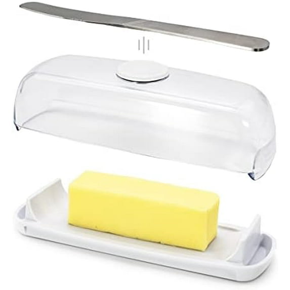 Butter Dish with Lid and Knife, Magnetic Butter Keeper, Easy Scoop, No ...
