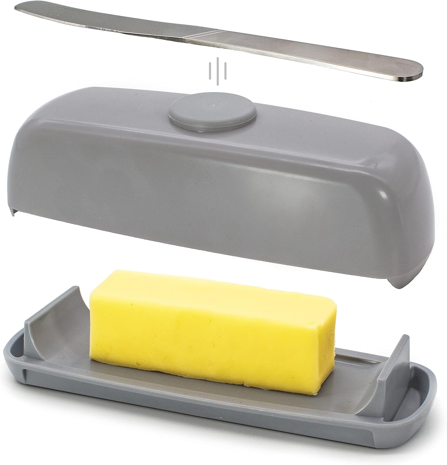 Butter Dish with Lid and Knife, Magnetic Butter Keeper, Easy Scoop, No ...