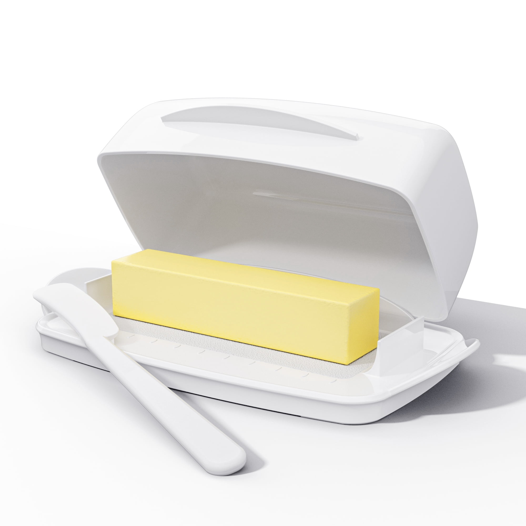 Soul Creat White Butter Dish with Flip Top Lid, Spreader, and Storage ...