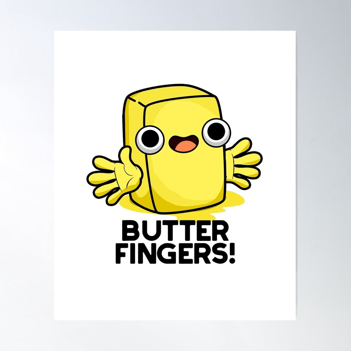 Butter Fingers Funny Food Puns Poster Wall Art, Modern Wall Decor For ...