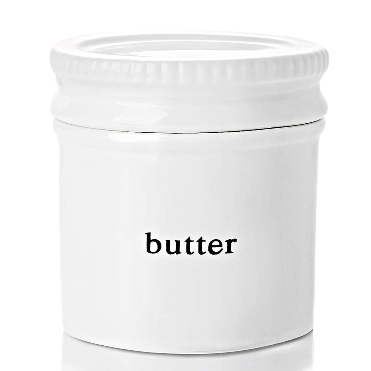 Butter Keeper Crock,Ceramics Butter Dish With Water Line and Lid, White ...