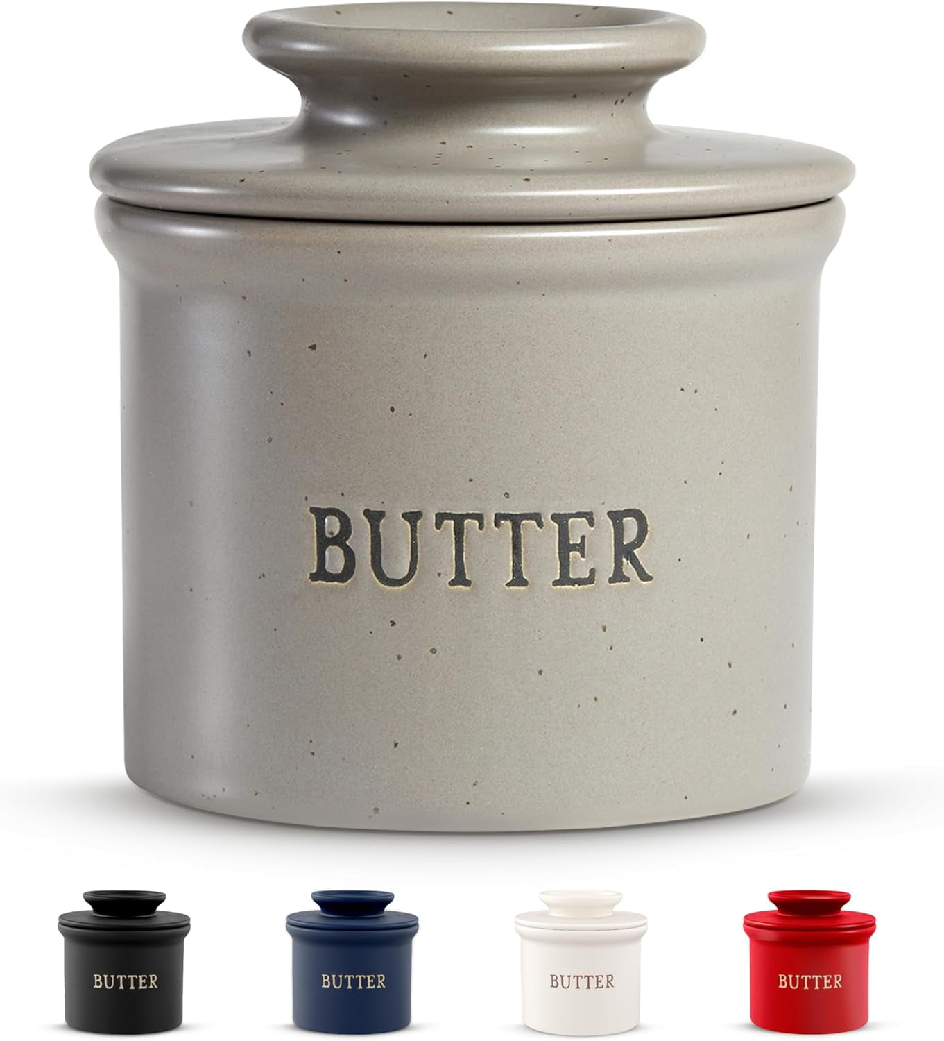 Butter Keeper Dish, French Ceramic Crock For Counter With Lid, Embossed ...