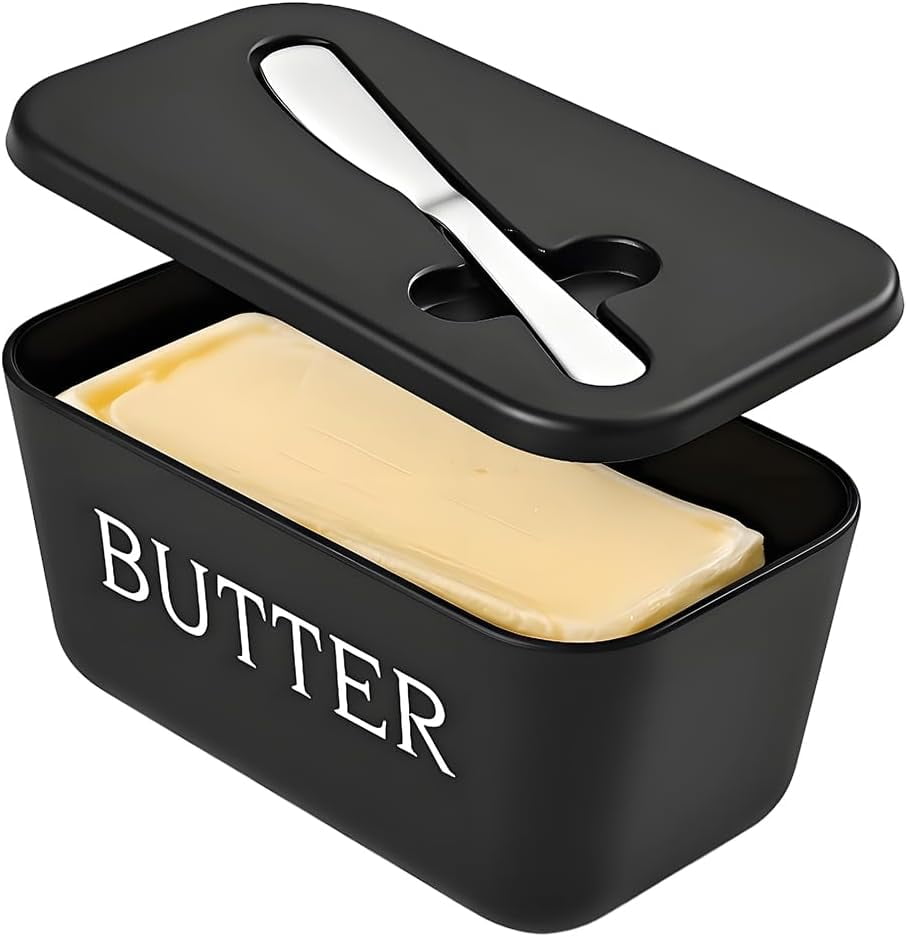 Butter Keeper with Built-in Knife & Lid - Food-Safe Butter Storage ...