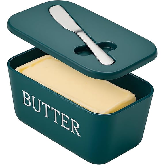 Butter Keeper with Built-in Knife & Lid - Food-Safe Butter Storage ...