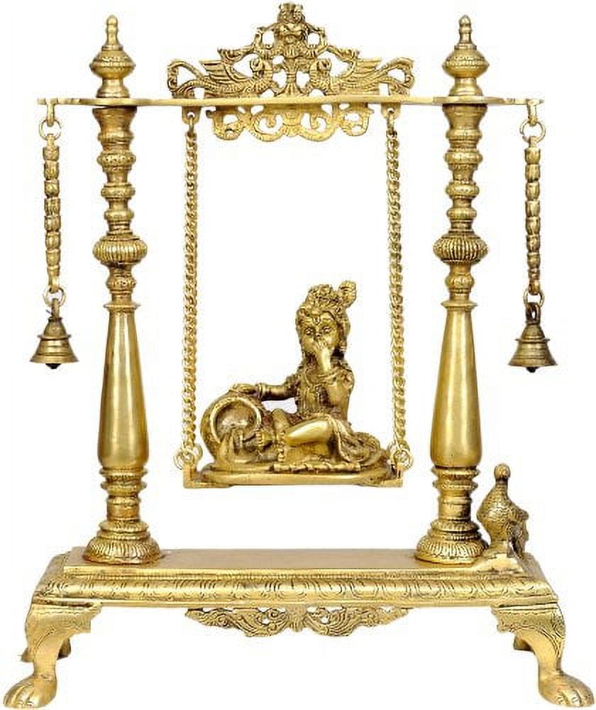 Butter Krishna on a Swing - Brass Statue - Walmart.com