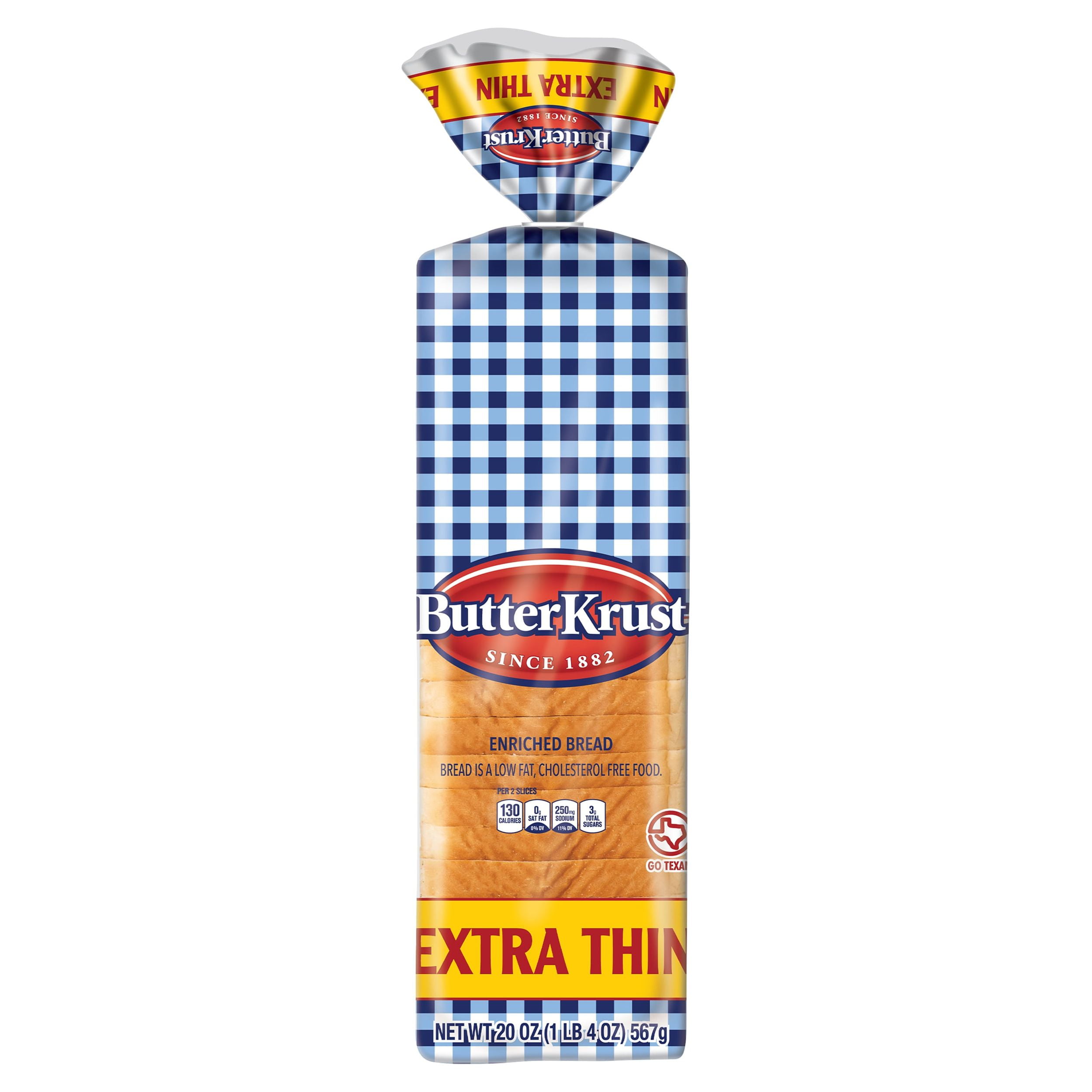 Butter Krust Extra Thin Bread, Thin Sliced White Bread Loaf, 20 oz ...