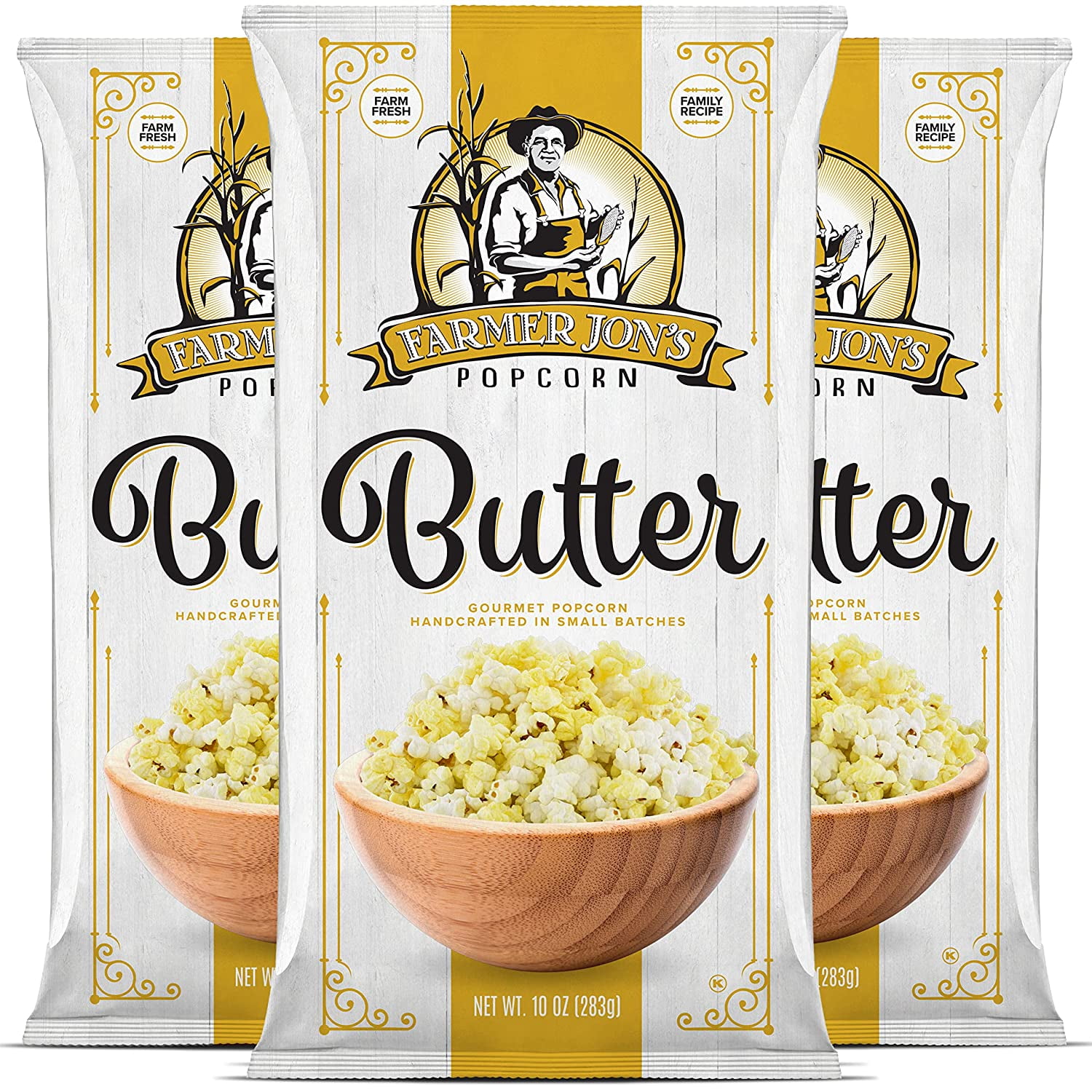 Butter Popcorn, 10oz Large Bag of Butter Popped Popcorn, 3 Pack ...