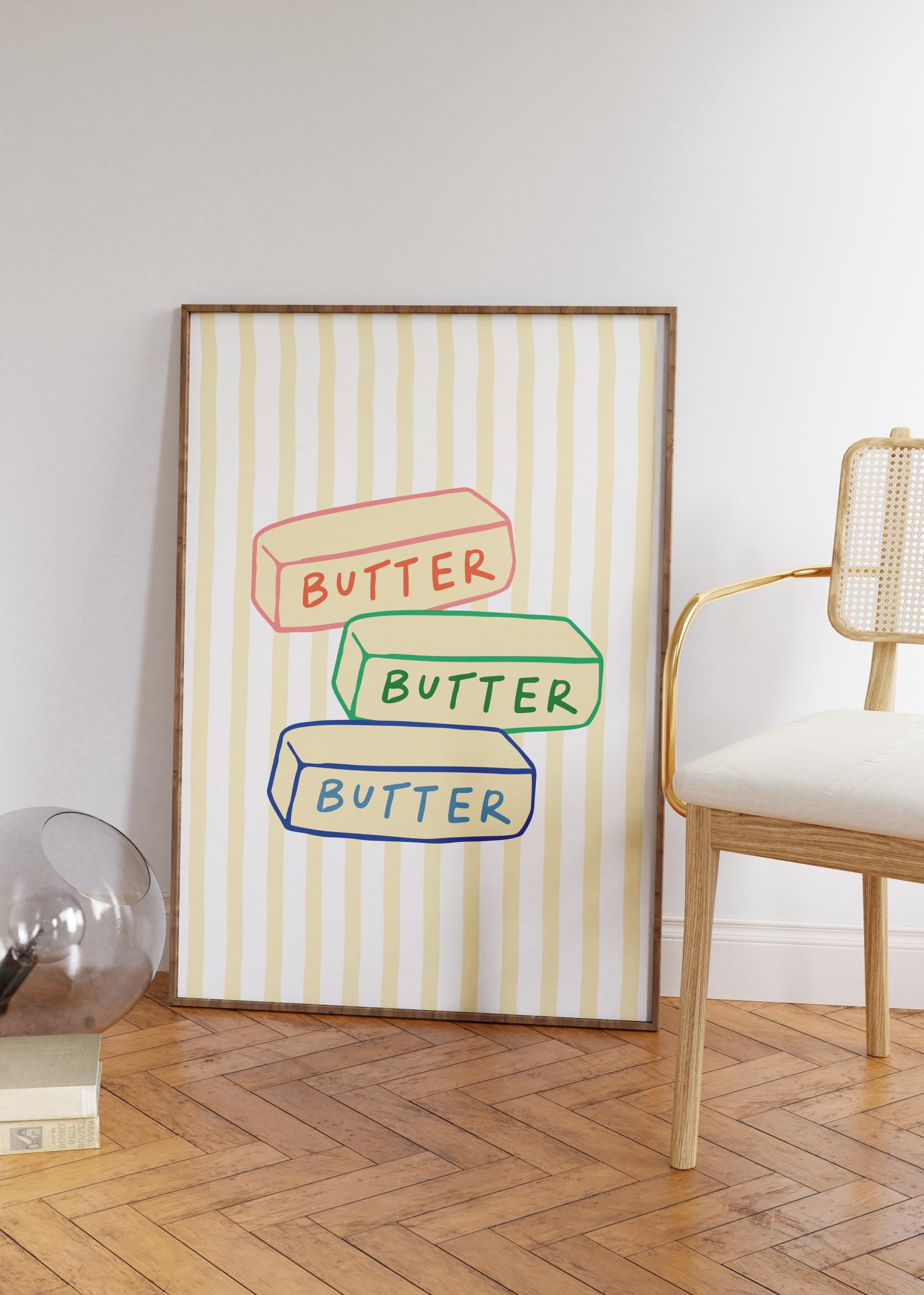 Butter Print Yellow Butter Stick Food Poster Pastel Dining Room Art ...