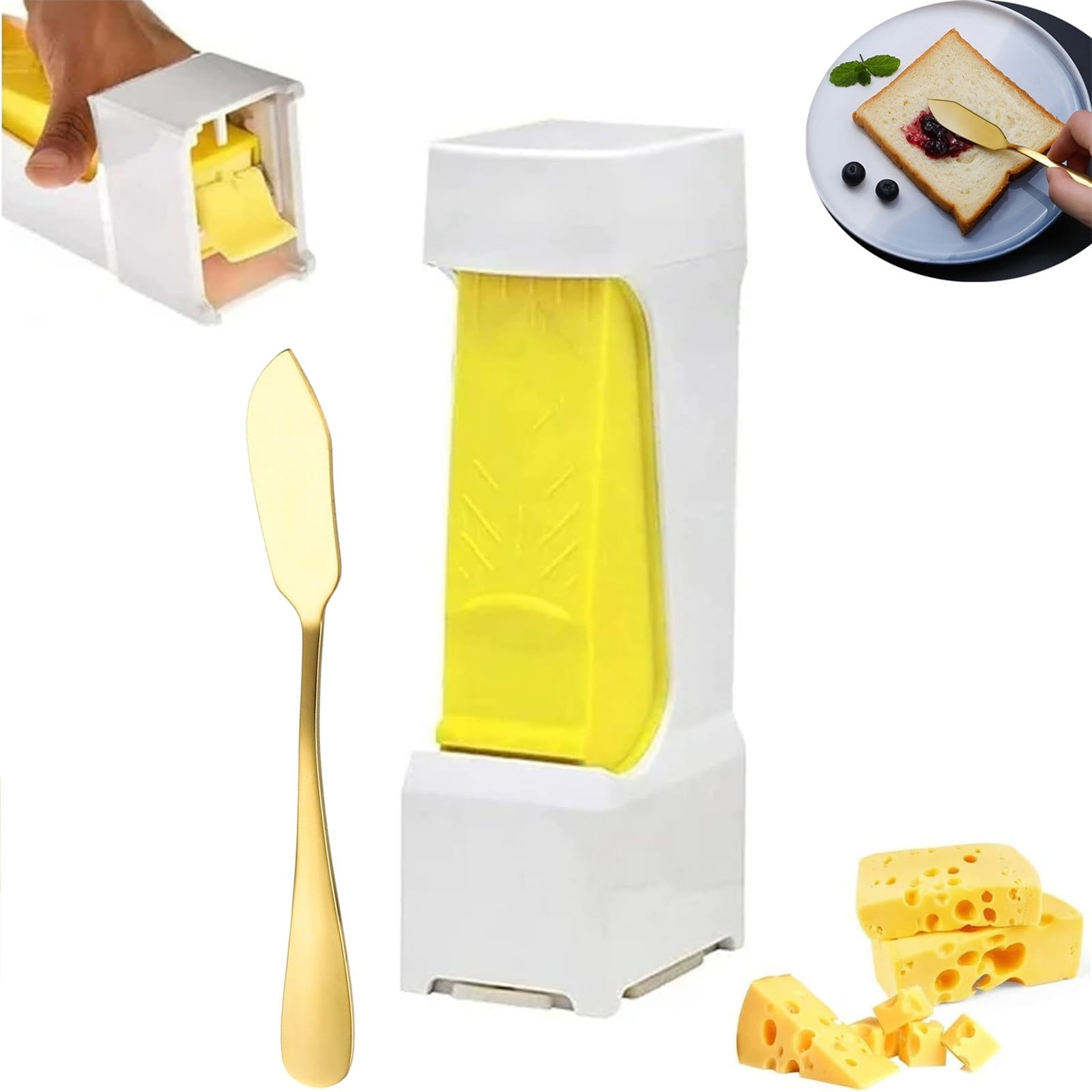 Butter Slicer Cutter Dispenser, Stainless Steel Blade Simple One Click Spreader Tool for Storing ...