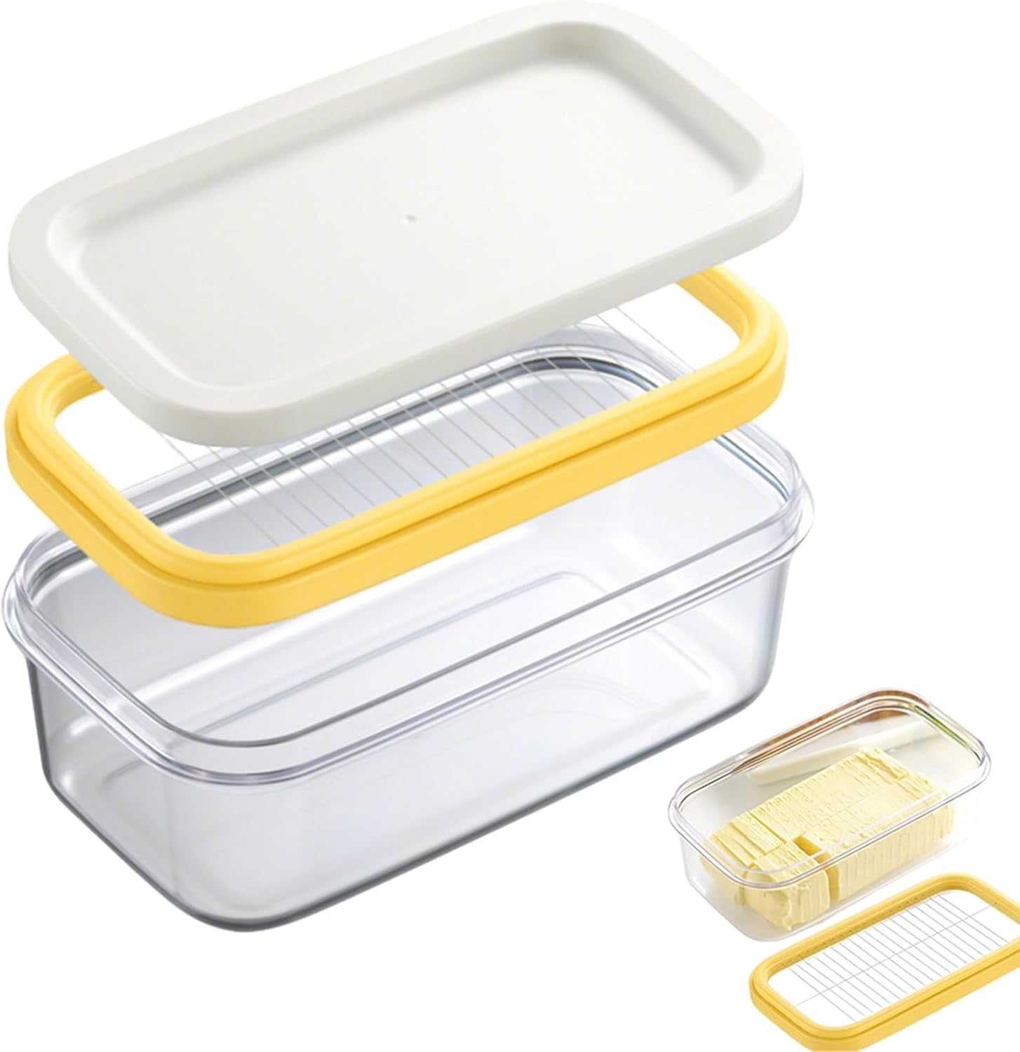 Butter Slicer Cutter Stainless Steel, Stick Butter Cutter Container for ...