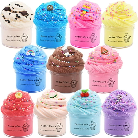 Butter Slime Kit 11 Pack Party Favors for Kids, Colorful Stress Relief ...