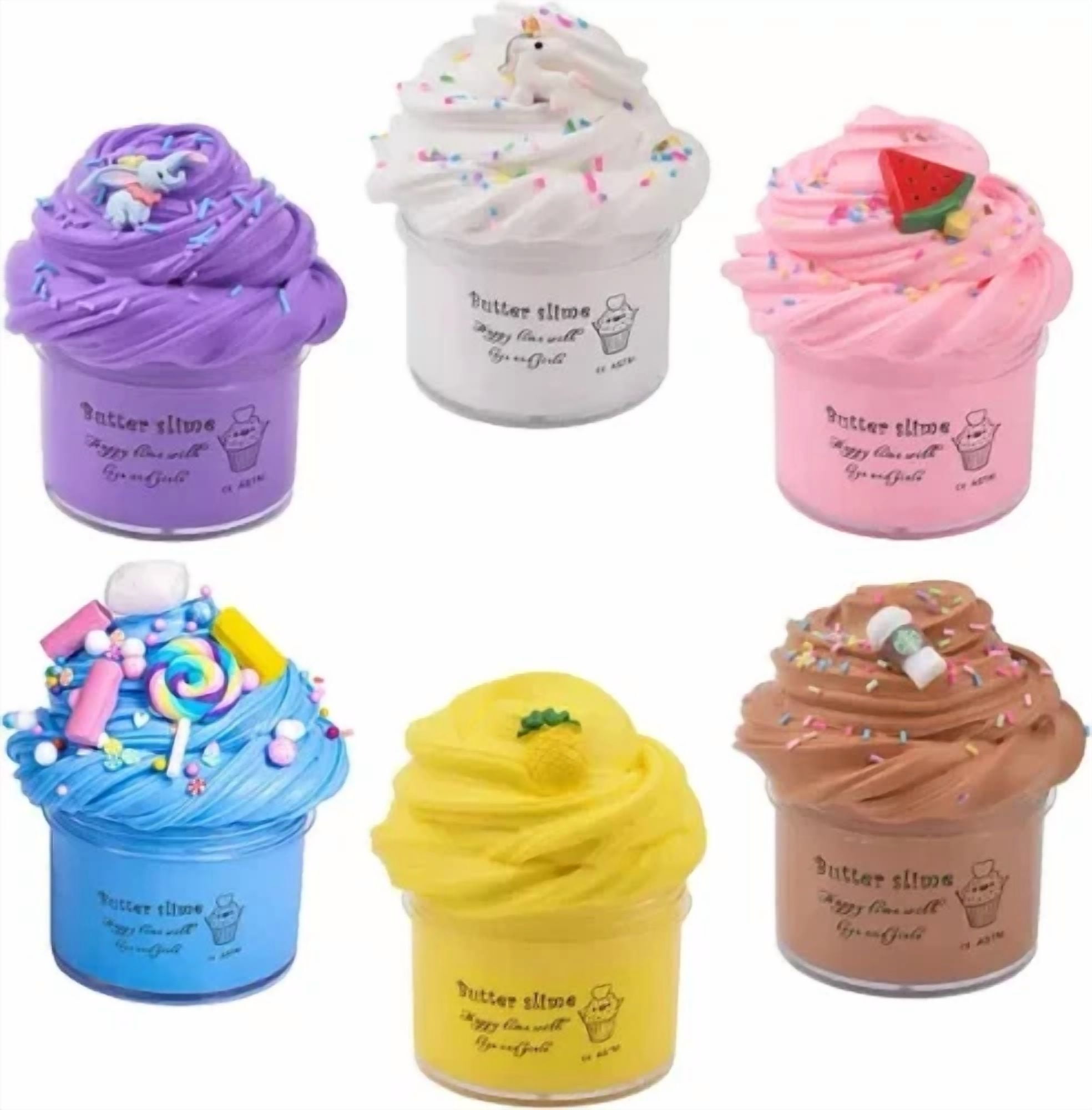 Butter Slime Kit 6 Pack Pre Made Sludge Party Favors With Candy, Coffee ...