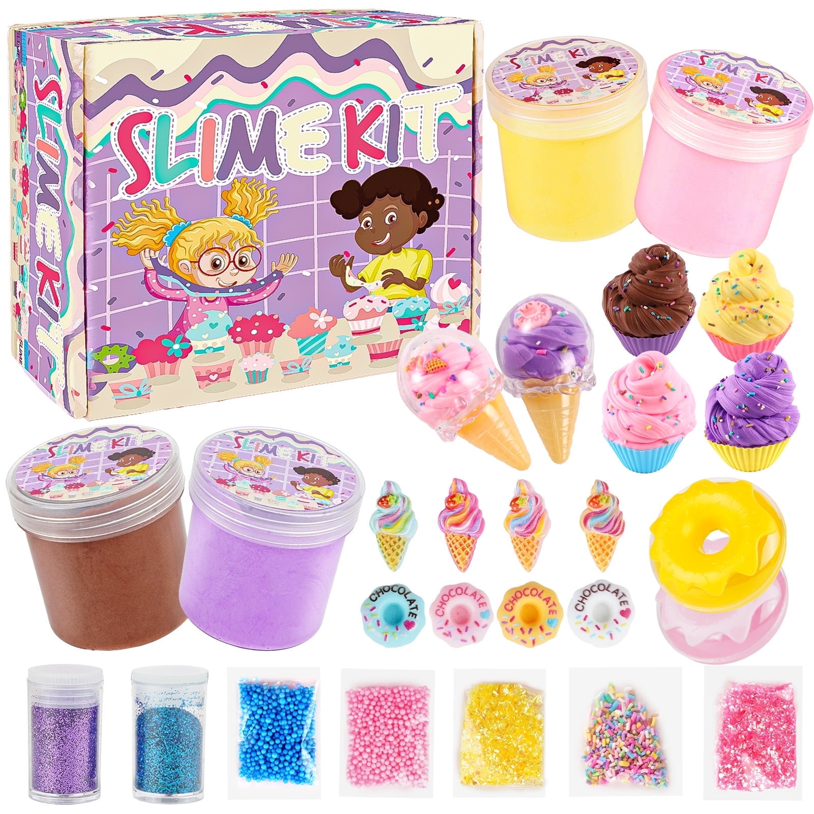 Butter Slime Kit for Girls, Fluffy & Scented DIY Slime Kit with Ice ...
