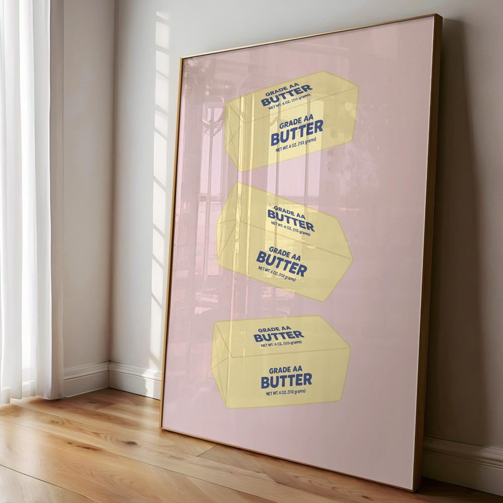 Butter Sticks Kitchen Art Print, Retro Food Poster UNFRAMED PAPER ...